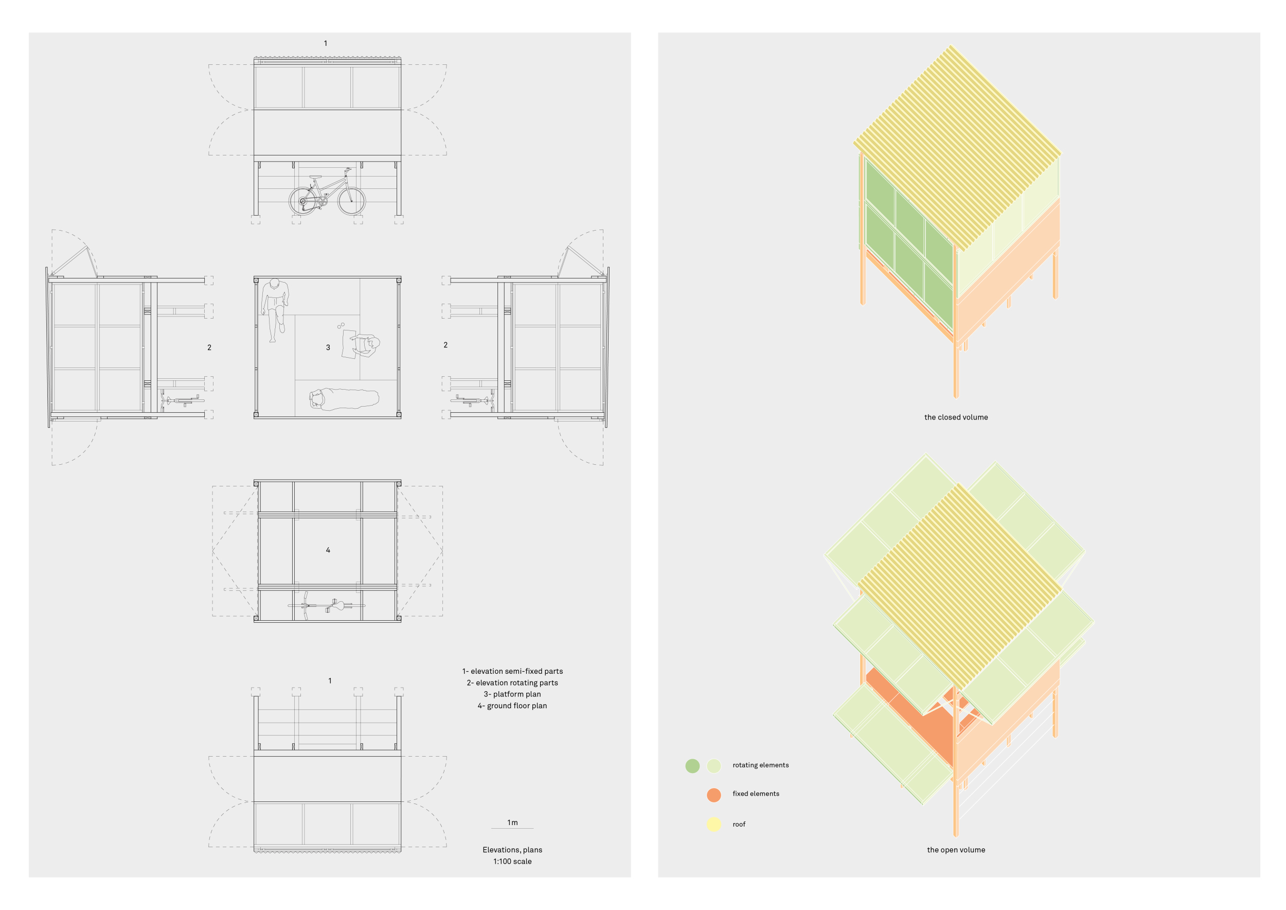 Architecture project // Expanding Cabin with Rotating Walls for Bikers ...