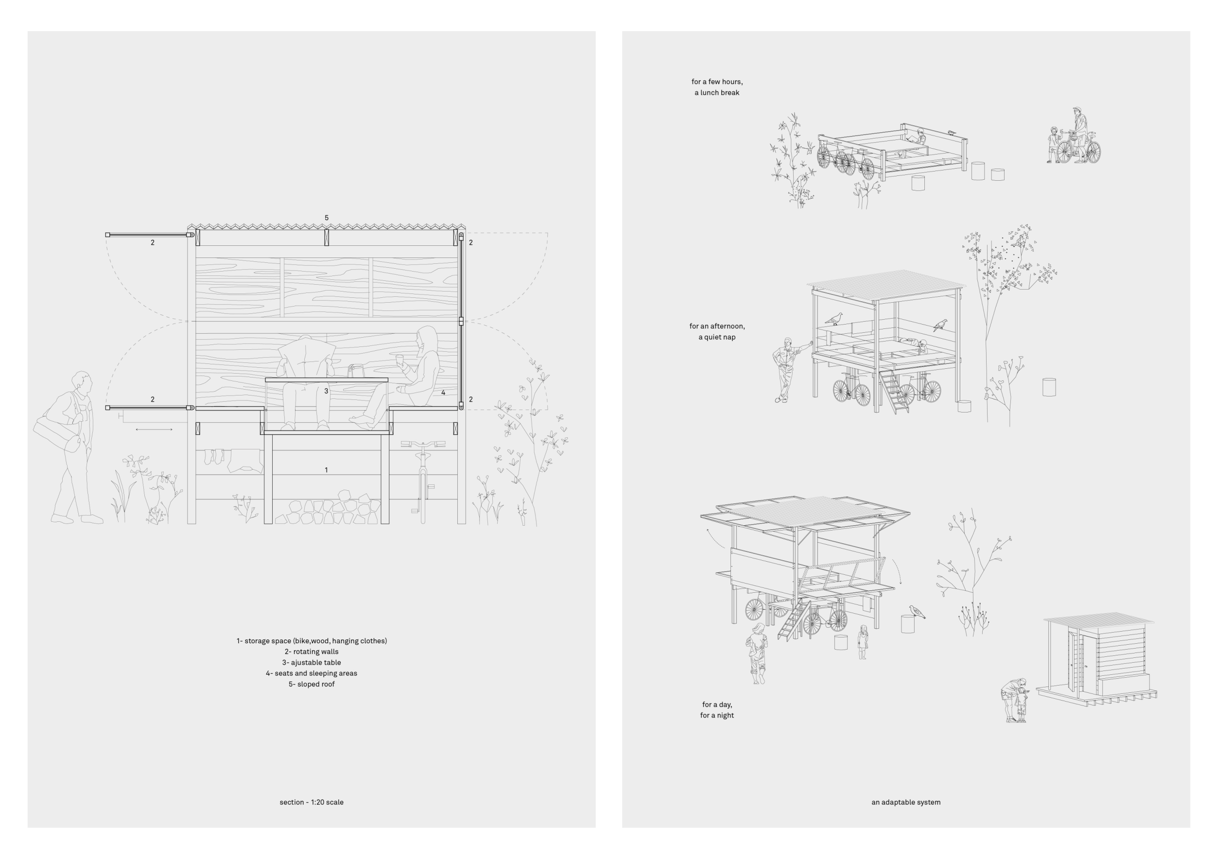 Architecture project // Expanding Cabin with Rotating Walls for Bikers ...