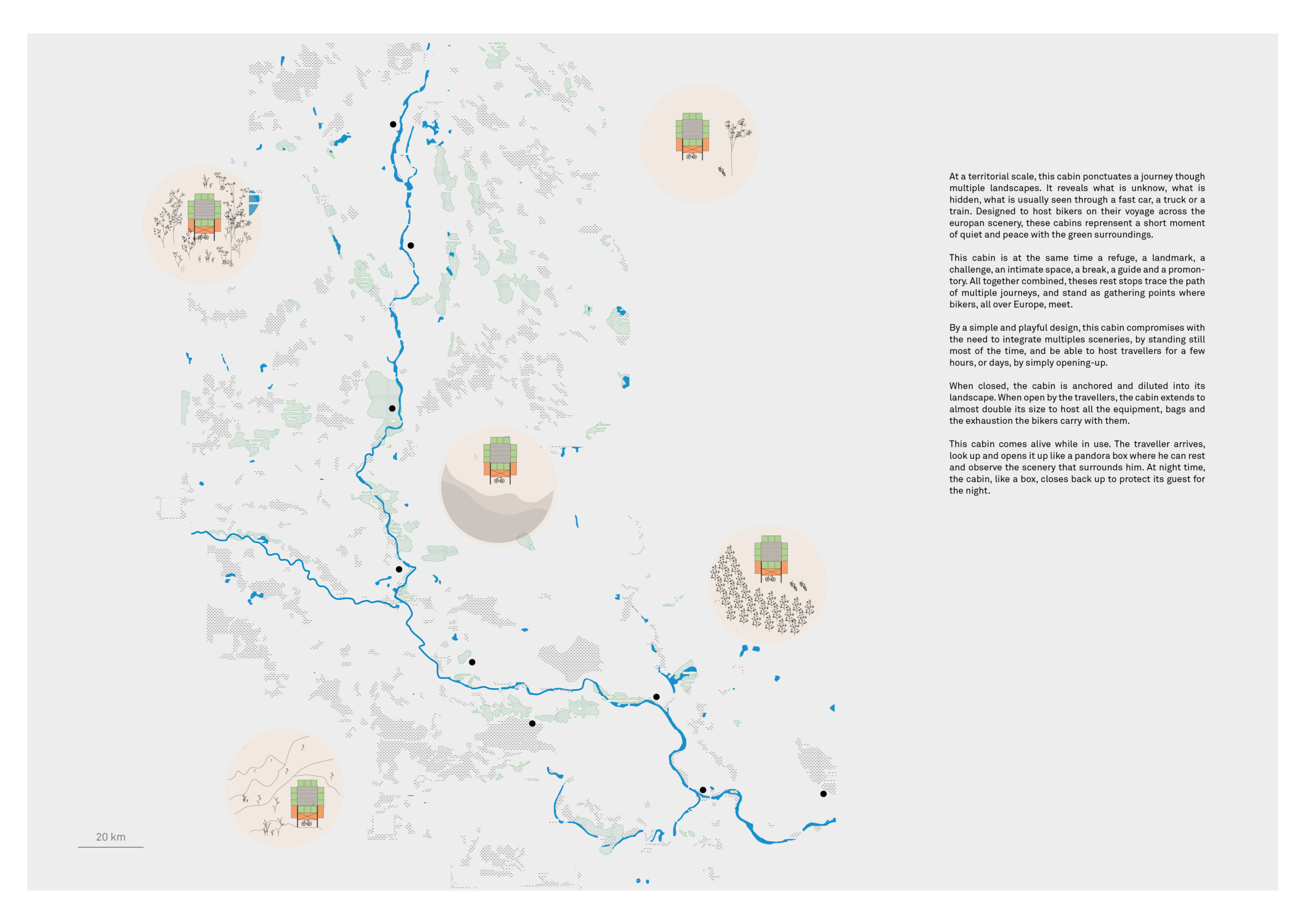 Architecture project // Expanding Cabin with Rotating Walls for Bikers ...