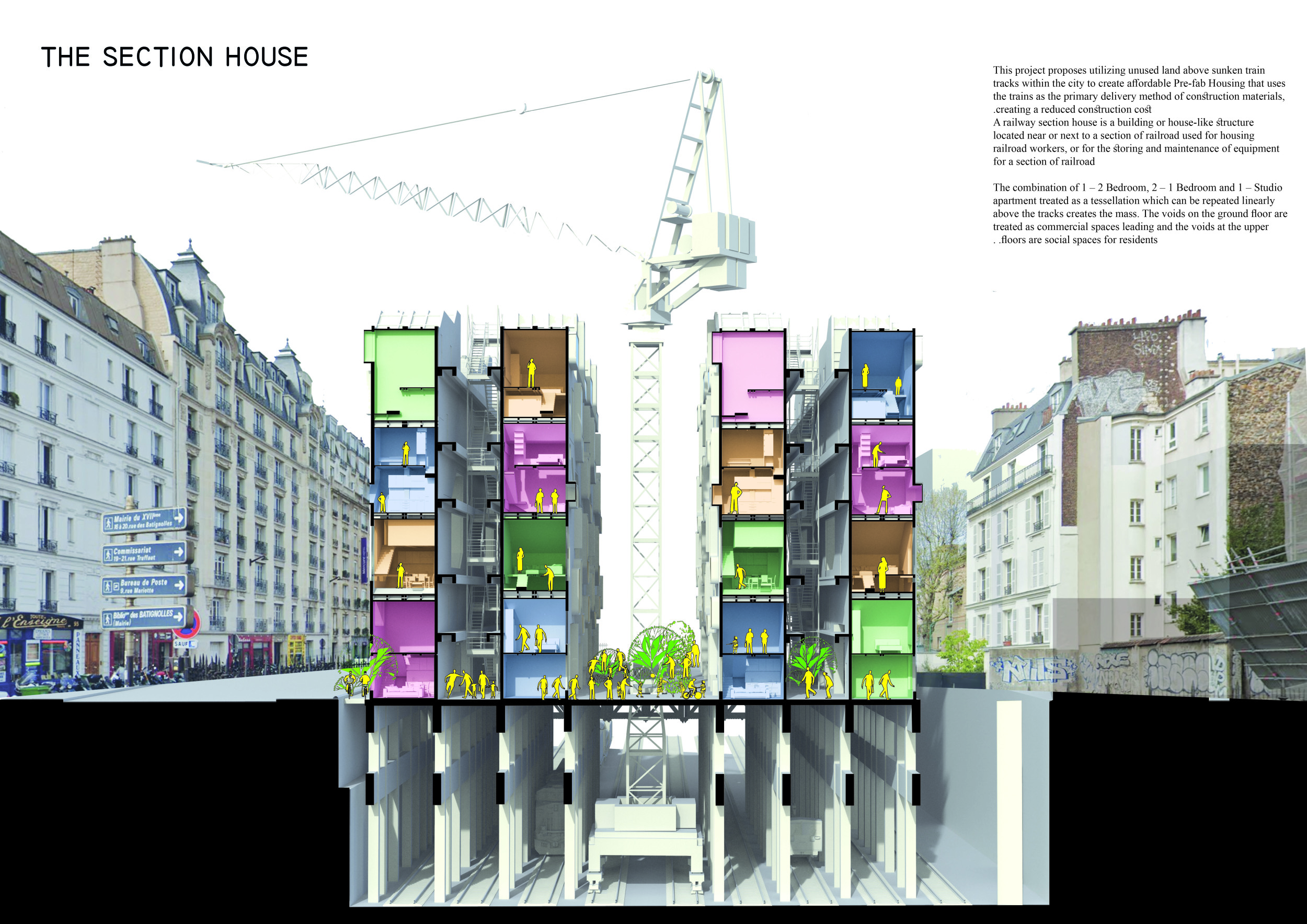 Architecture project // Modular Housing Above Sunken Tracks with ...