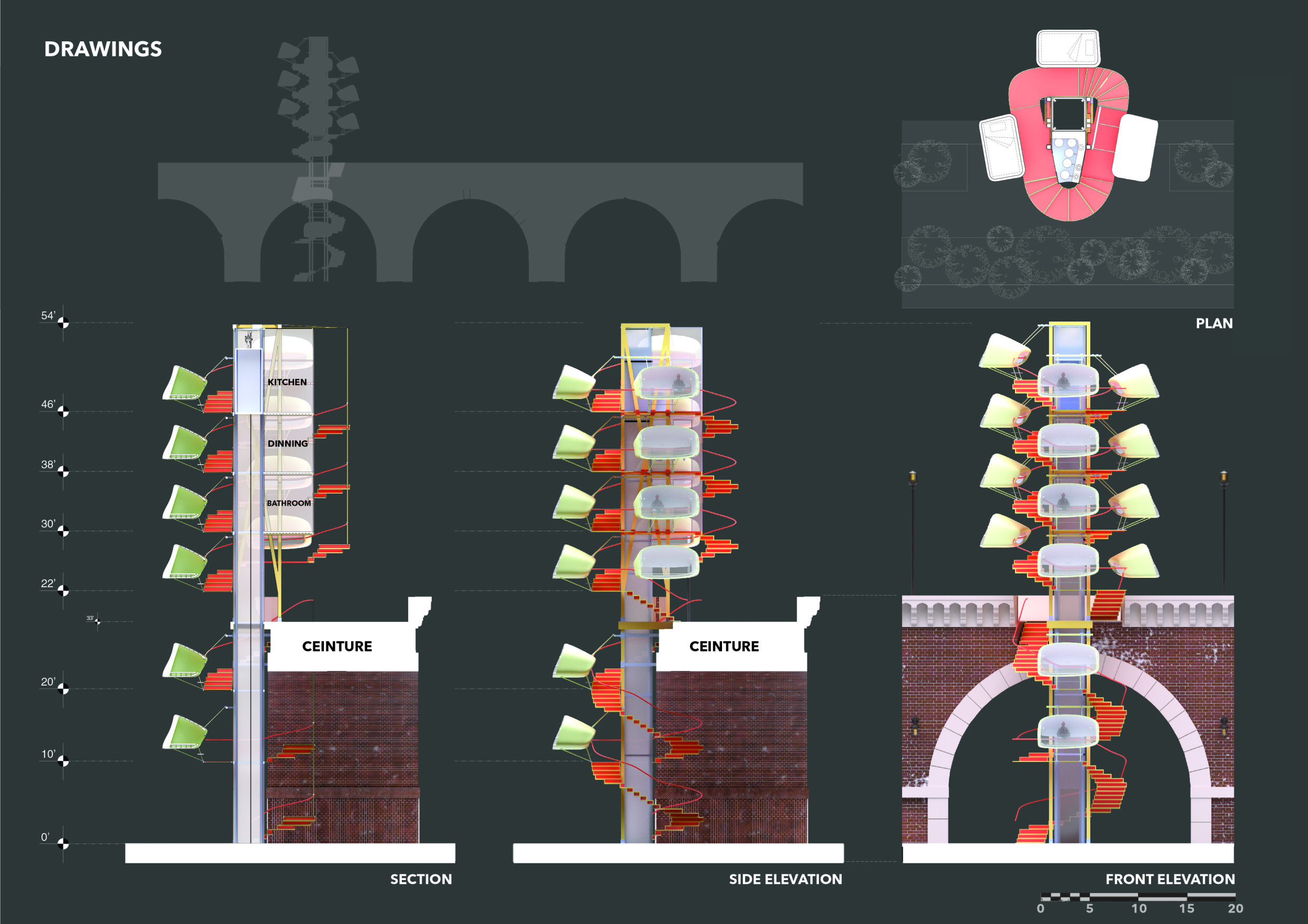 Architecture project // Elevated Living Pods Within Historical Railway ...