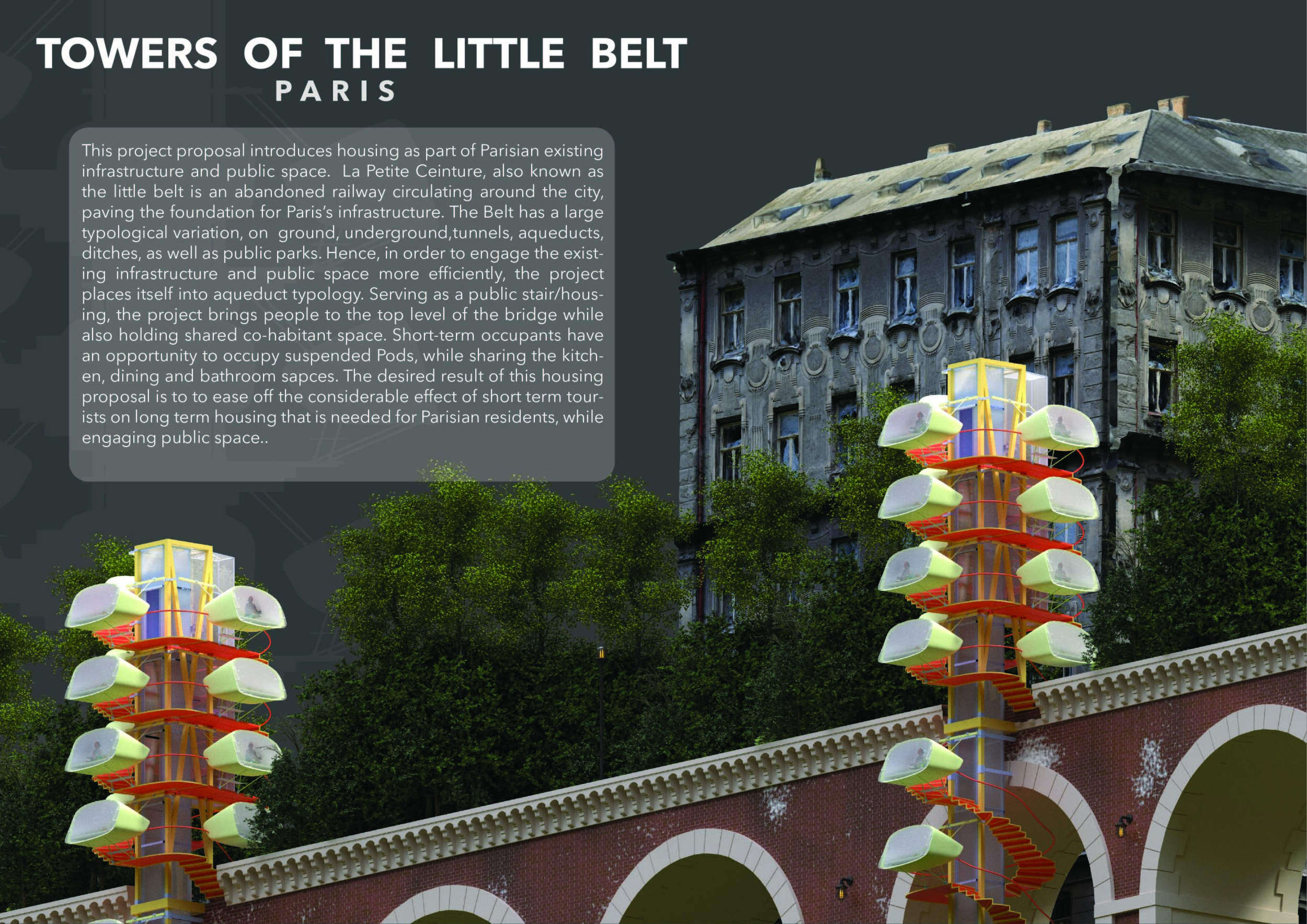 Architecture project // Elevated Living Pods Within Historical Railway ...