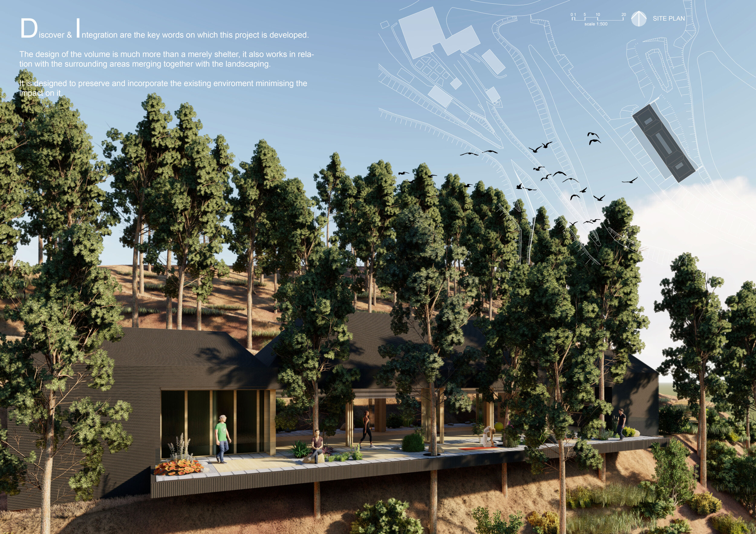 Architecture project // Dual-Slope Roof Structure with Rainwater ...