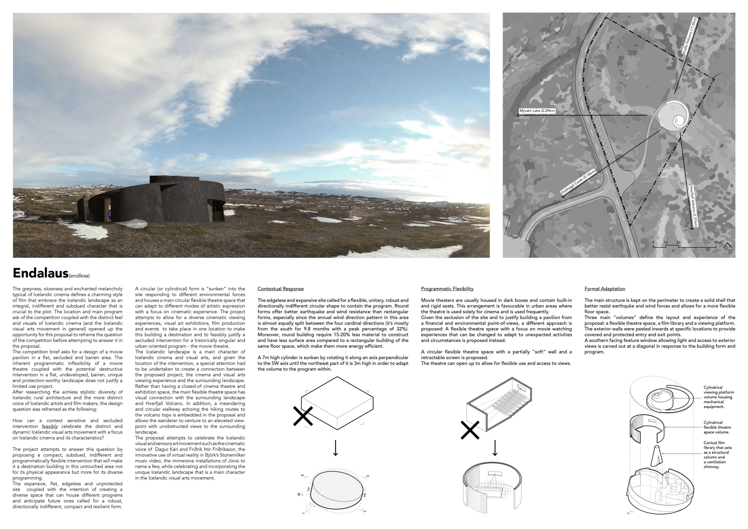 Architecture project // Circular Pavilion Embracing Hverfjall with ...