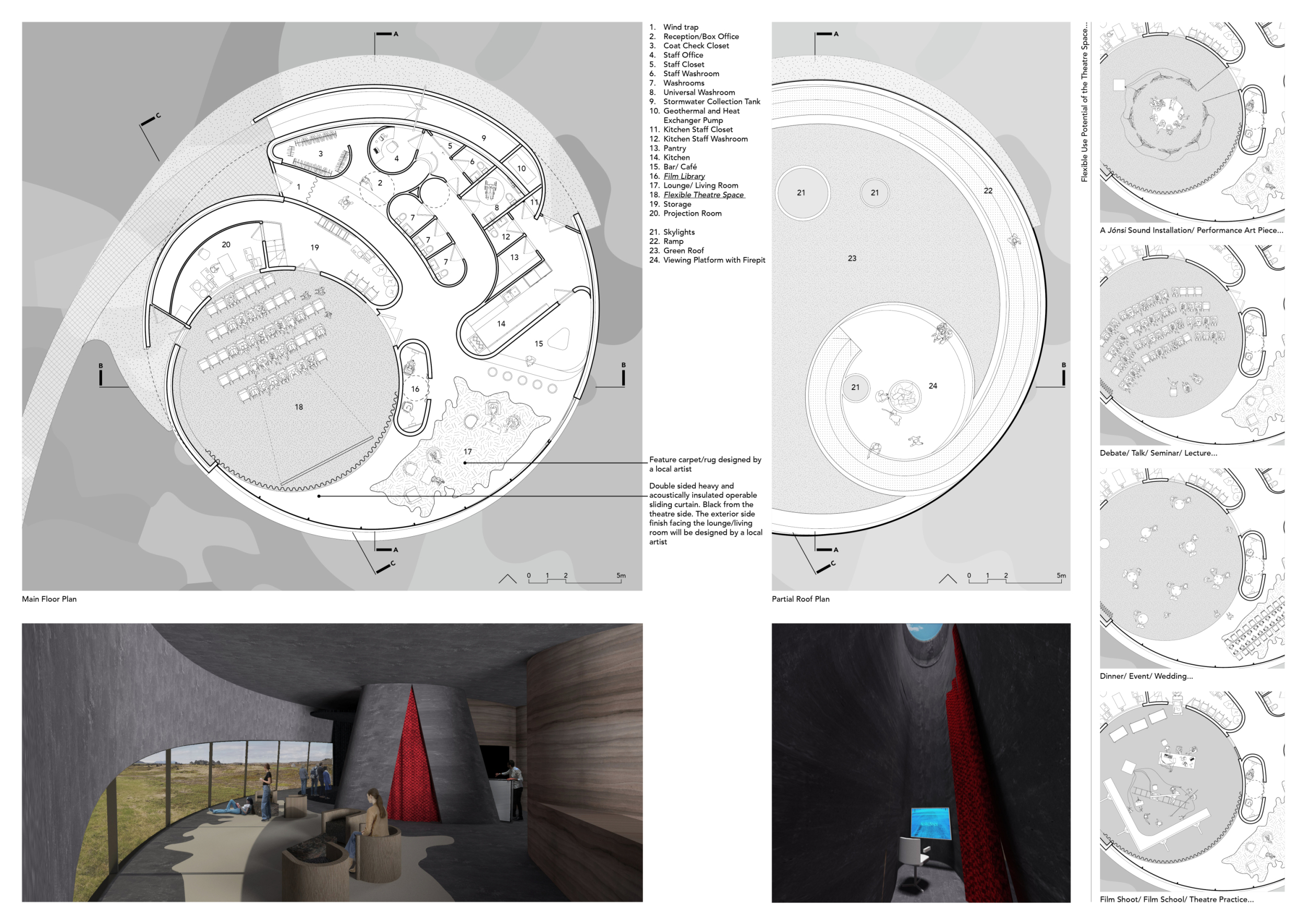 Architecture project // Circular Pavilion Embracing Hverfjall with ...