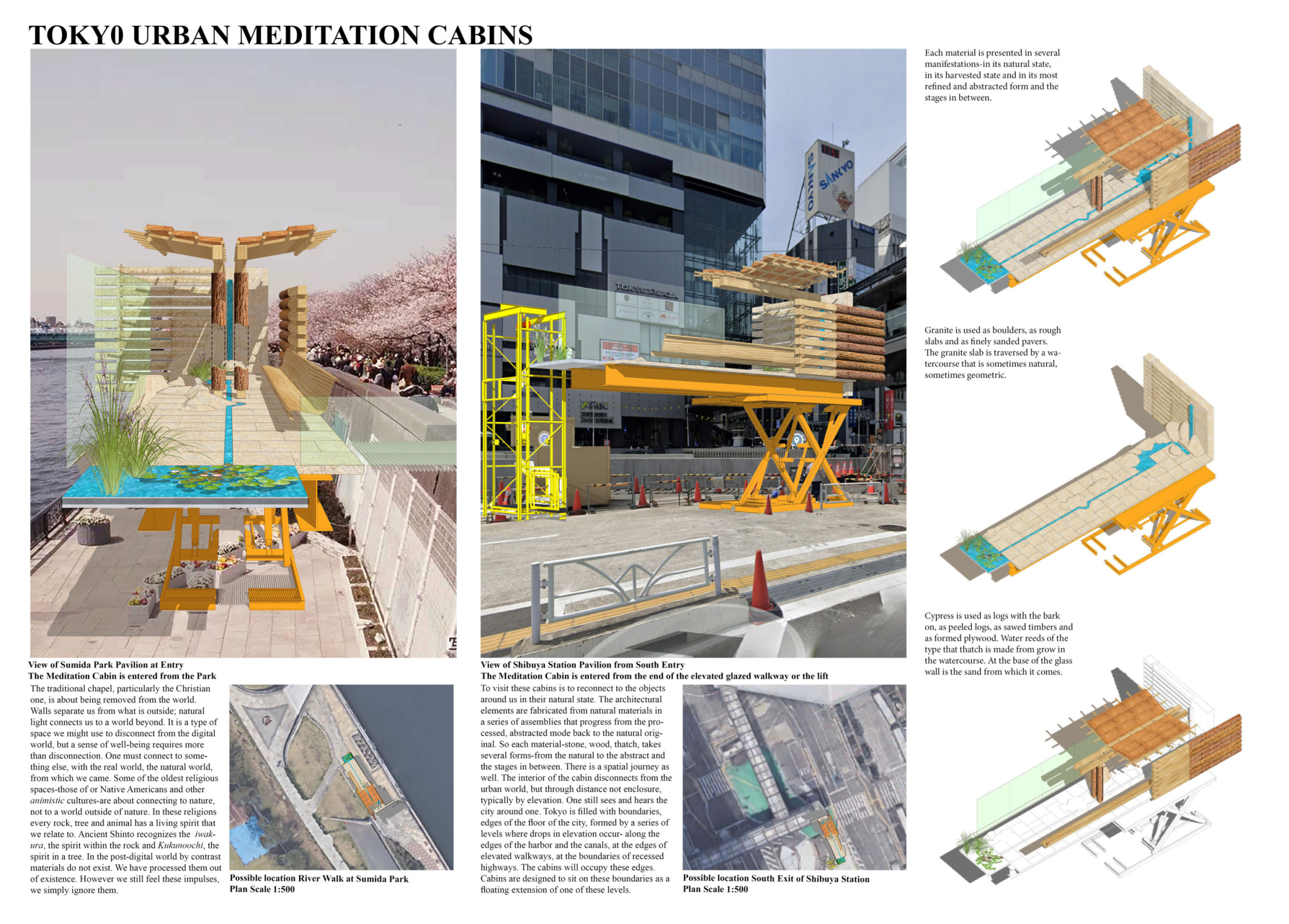 Architecture project // Translucent Cabins with Granite Watercourses ...