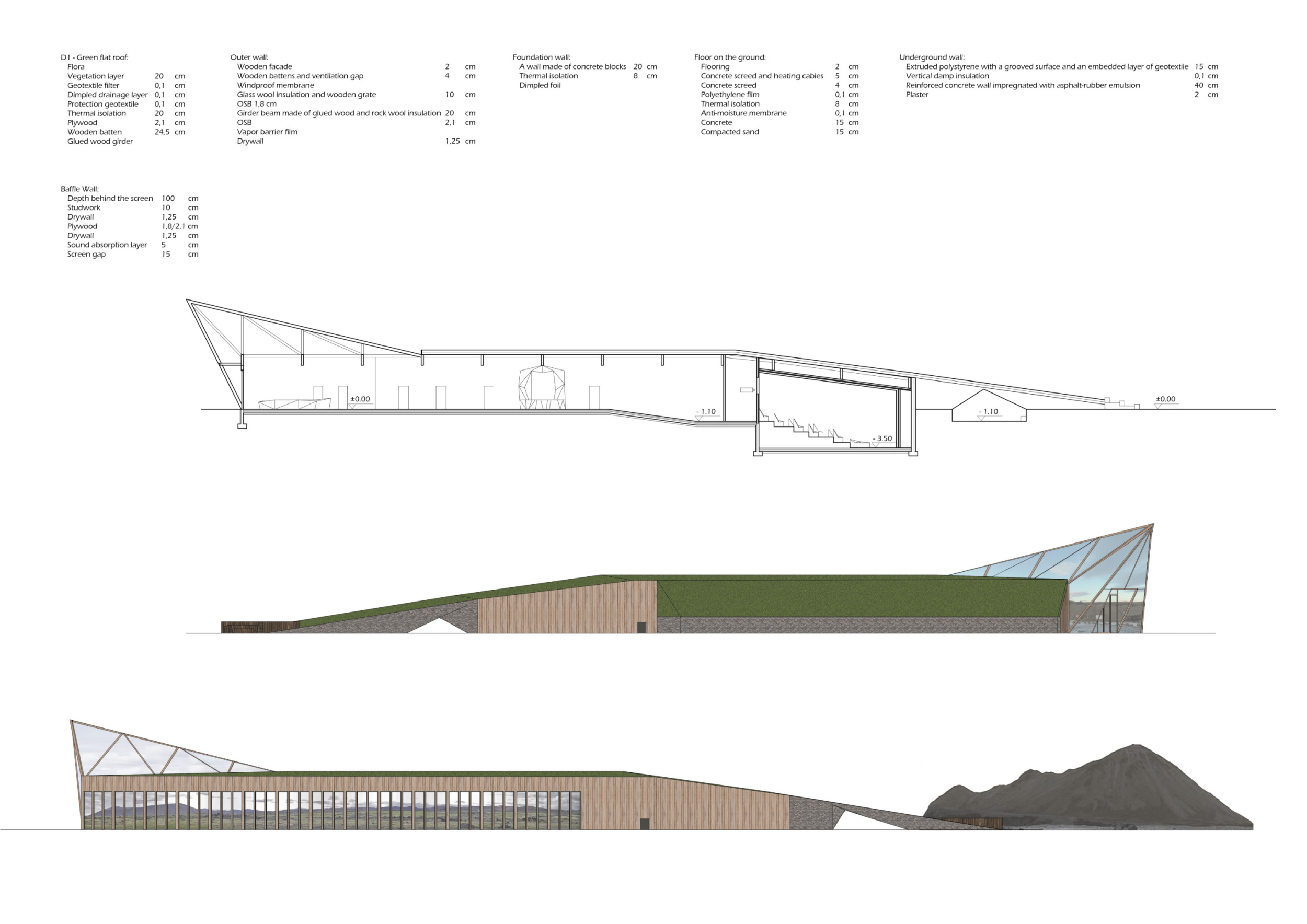 Architecture project // Hexagonal Cinema with Green Gable Roof and ...
