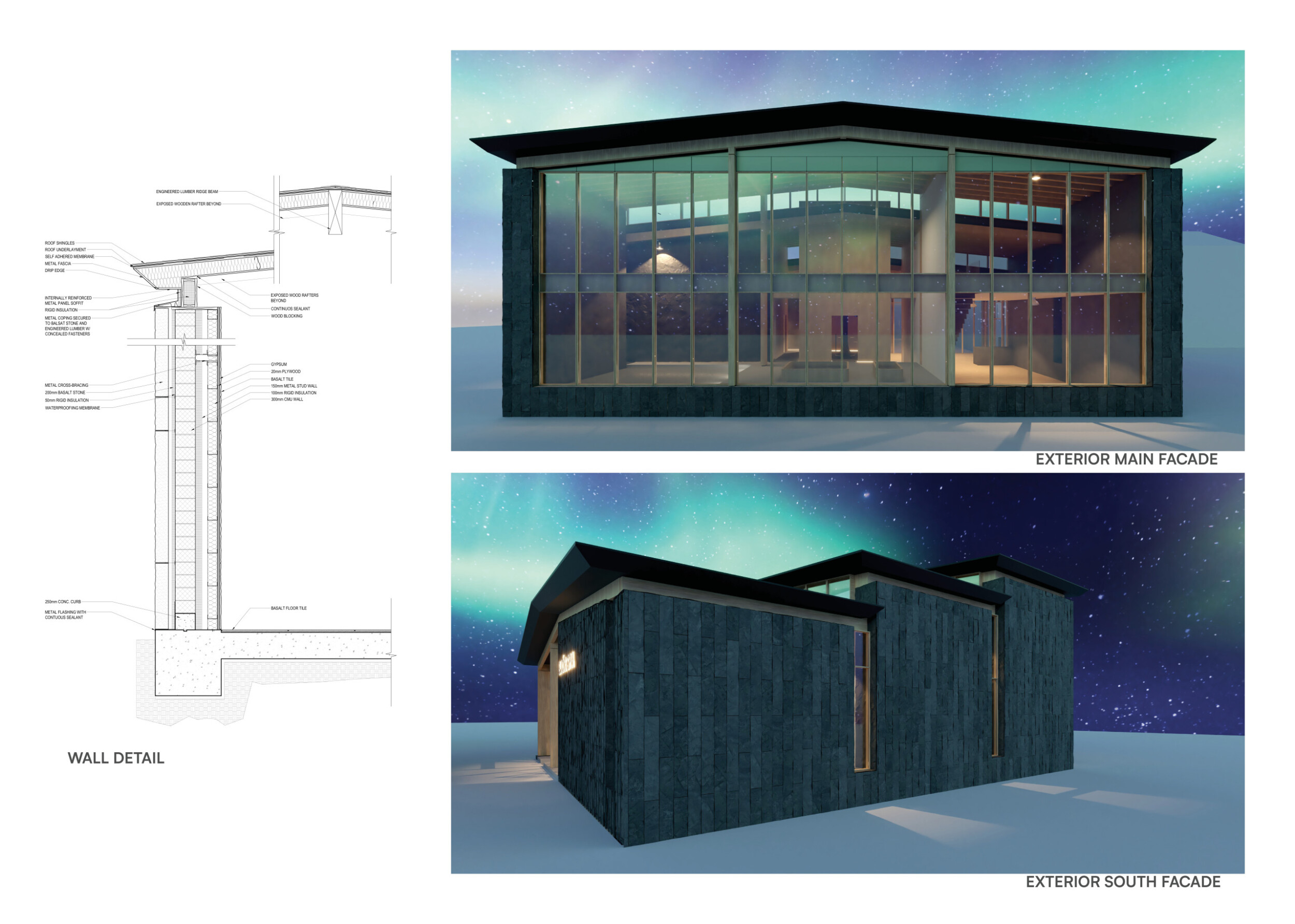 Architecture project // Basalt Facade and Geothermal Features in an ...