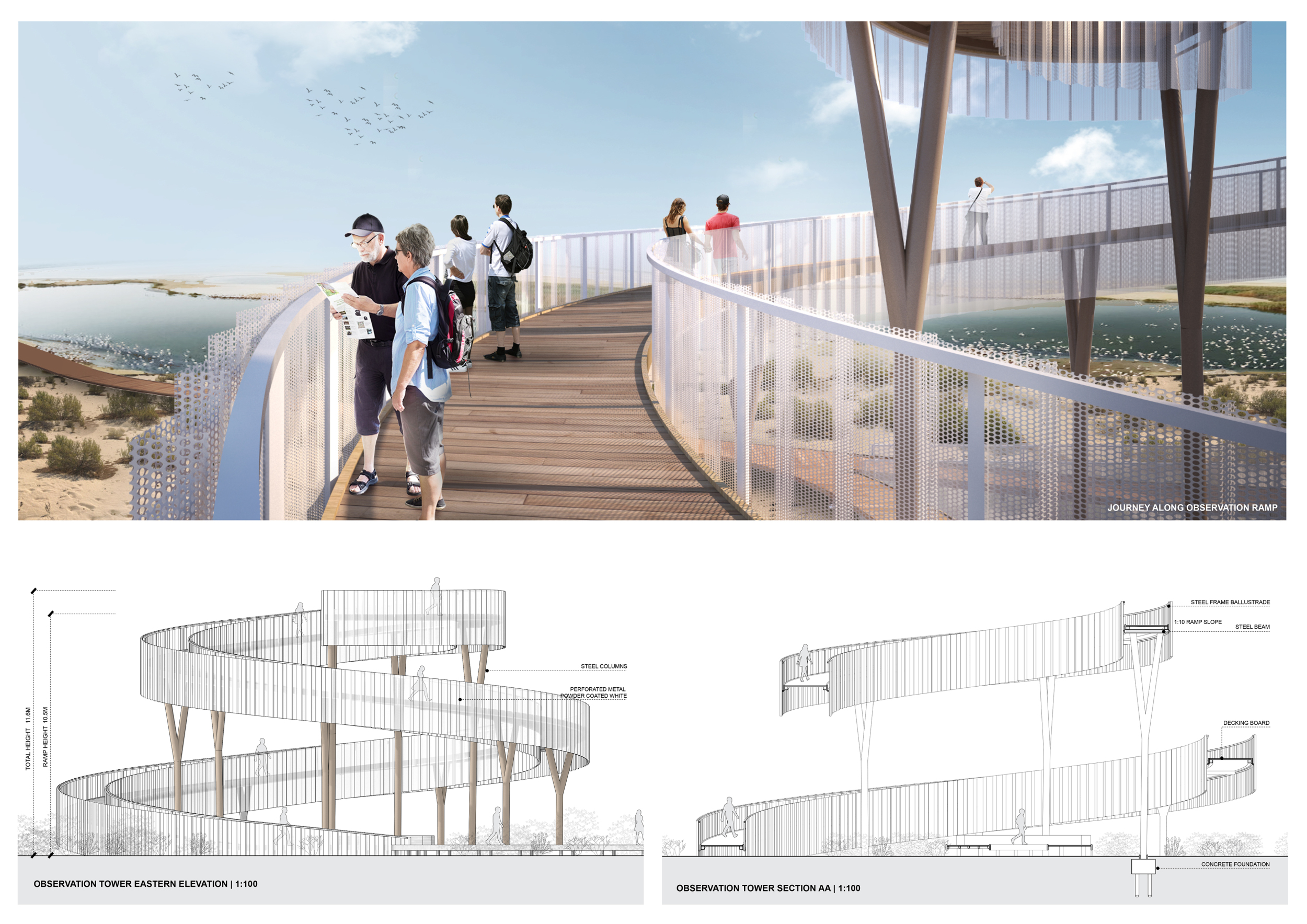 Architecture project // Spiraling Steel Columns with Perforated Metal ...