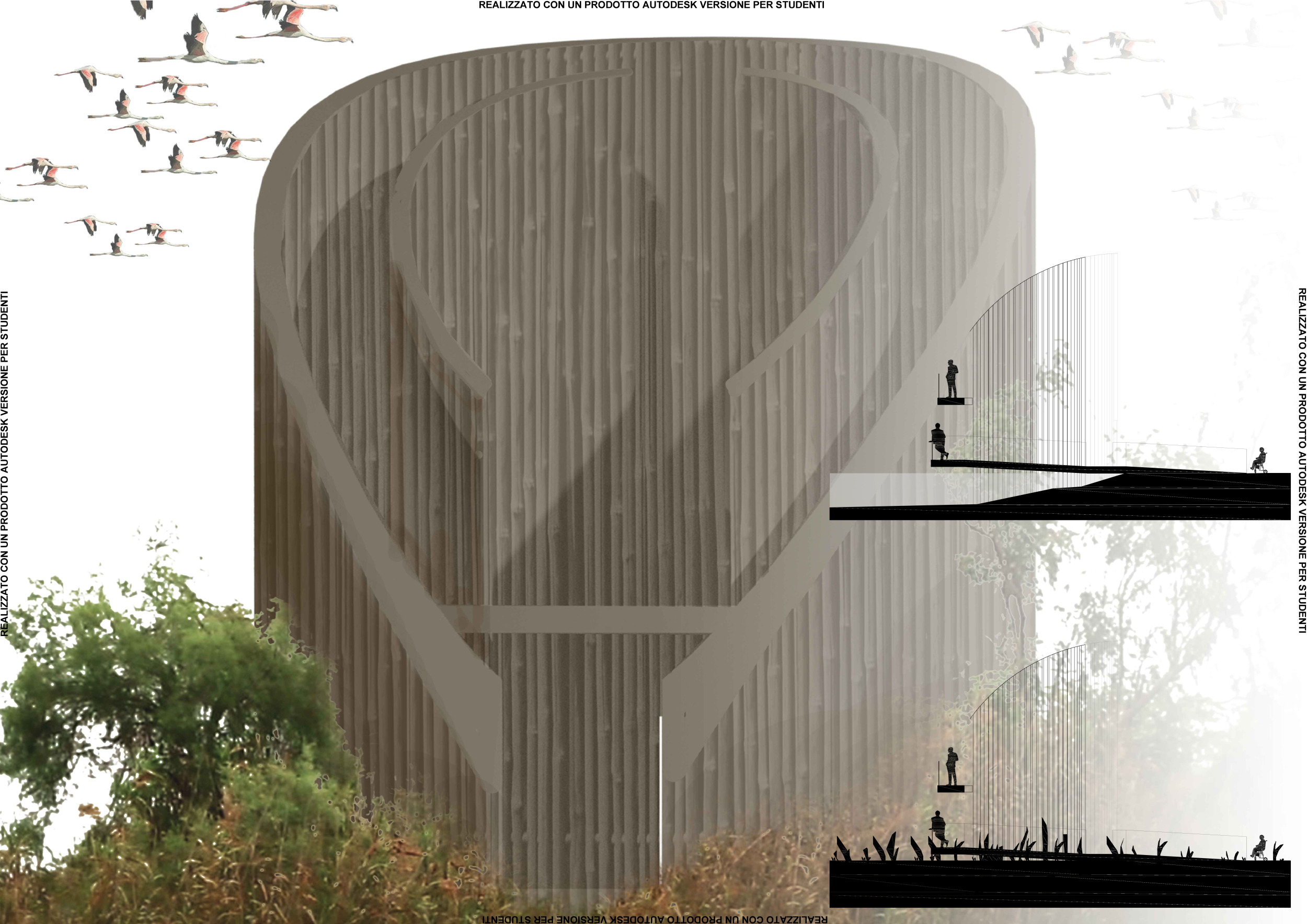 Architecture project // Bamboo Observation Tower Embracing Fluid Form ...