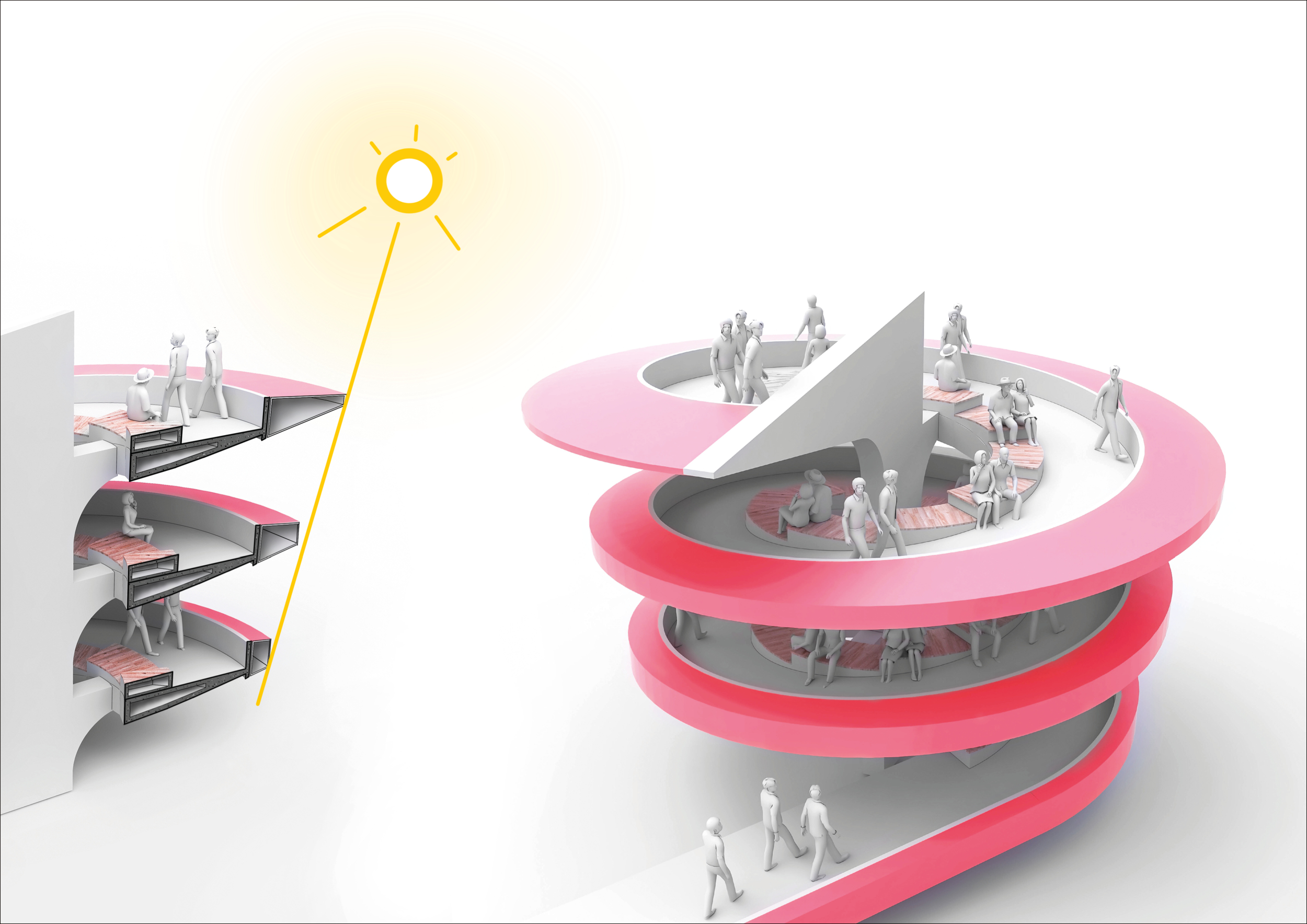 Architecture project // Vibrant Pink Observation Tower with Recyclable ...