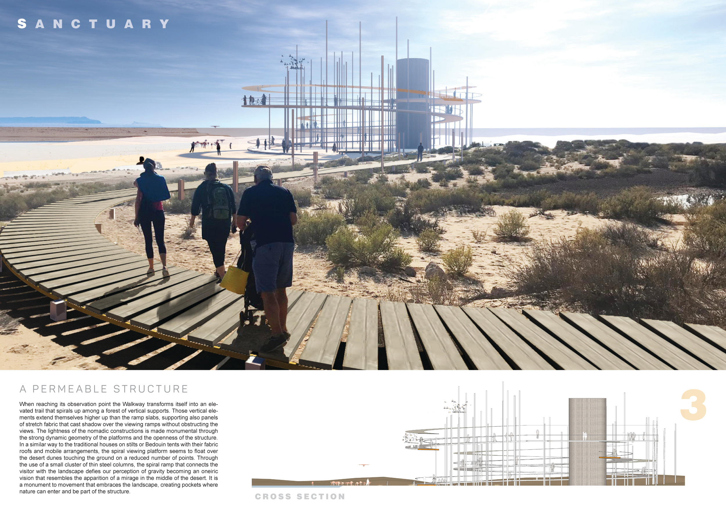 Architecture project // Spiral Walkway Supported by Concrete and Steel ...