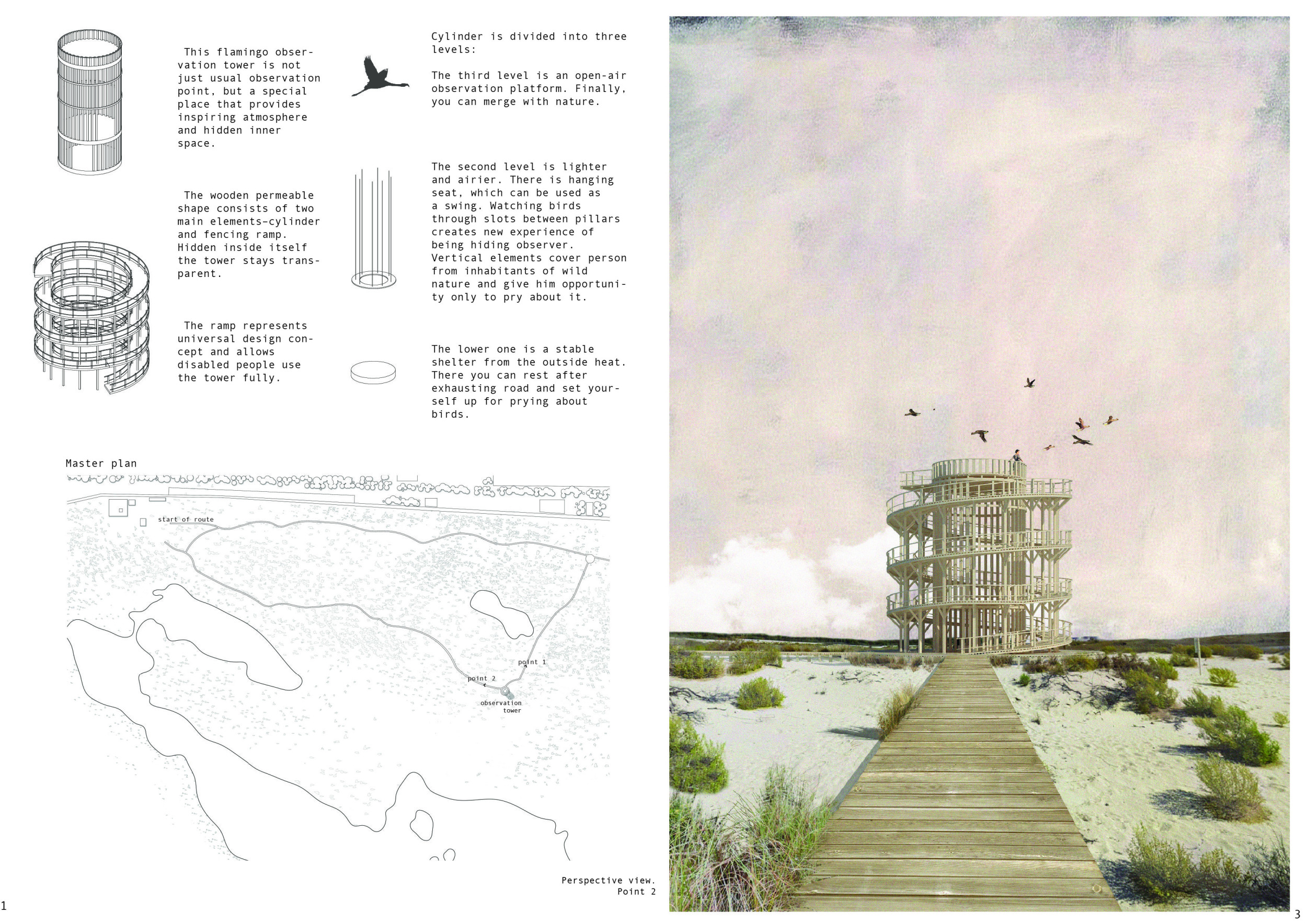 Architecture project // Cylindrical Observation Tower with Natural Wood ...