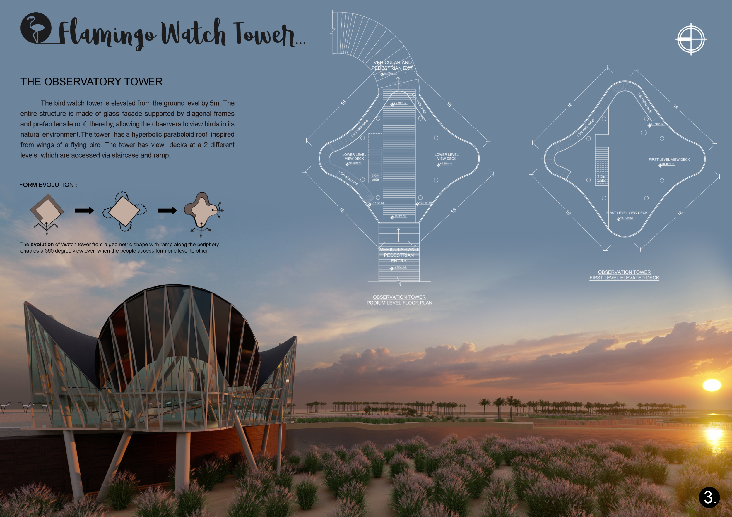 Architecture project // Elevated Observation Tower Featuring Glass ...