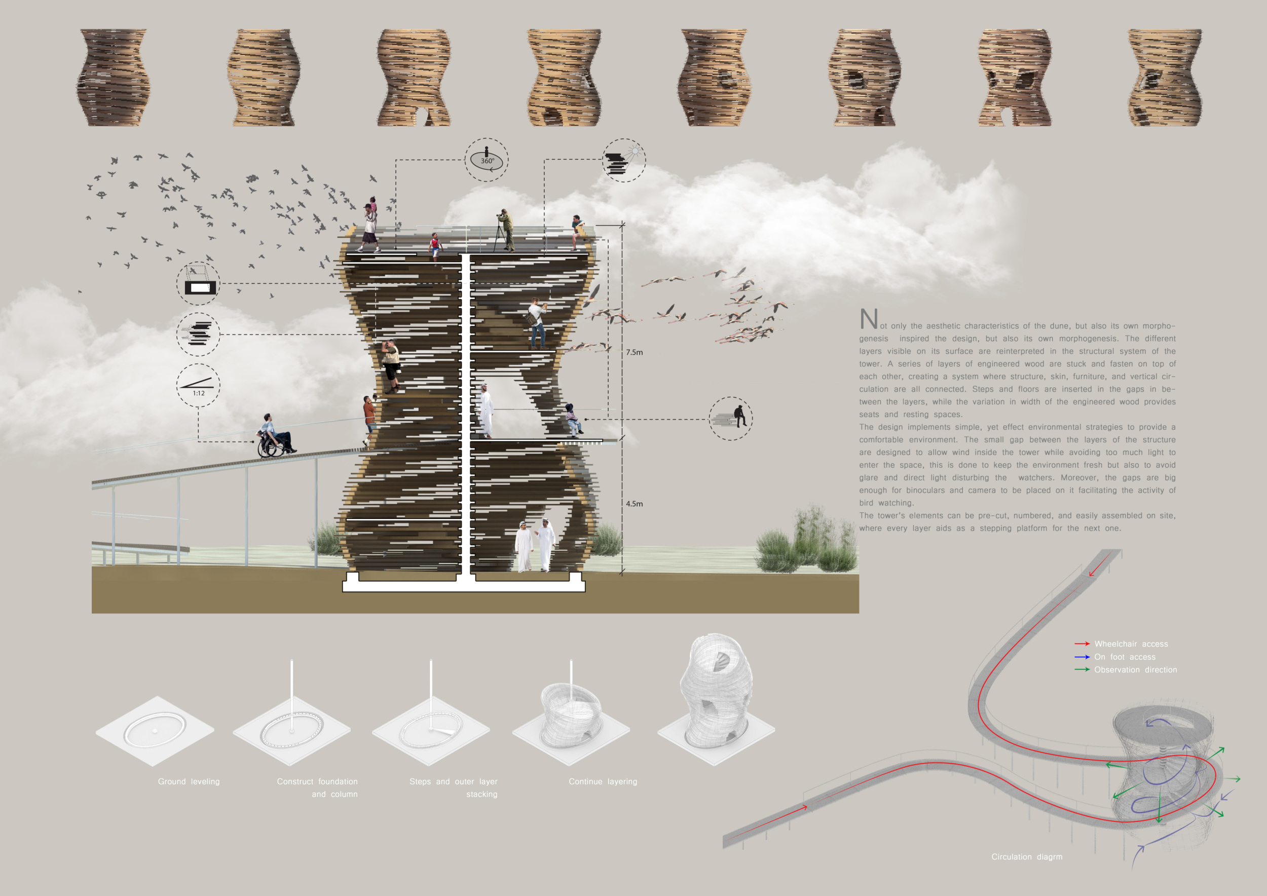 Architecture project // Layered Observation Tower with Engineered Wood ...