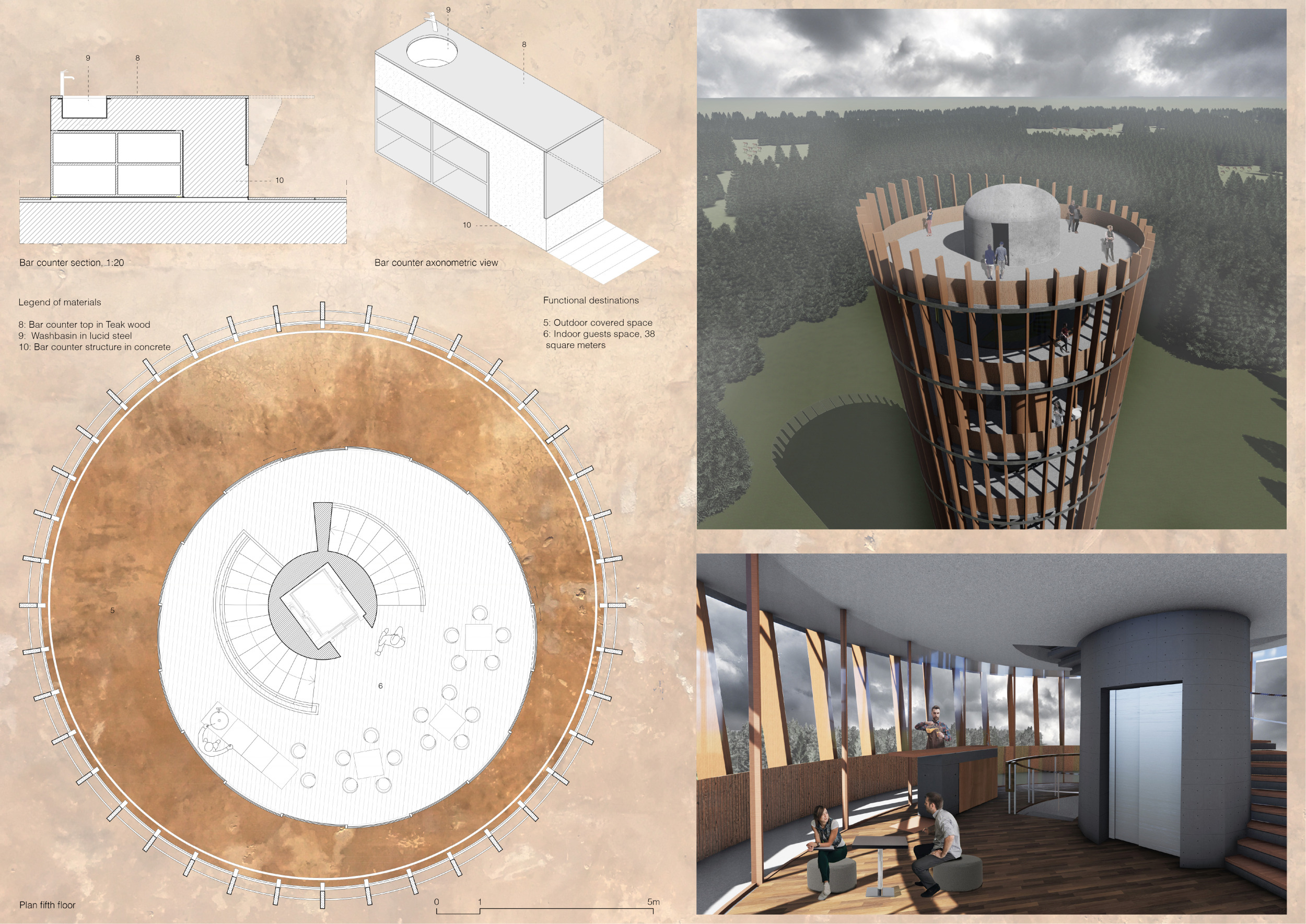 Architecture project // Cylindrical Restroom Facilities in a Reinforced ...