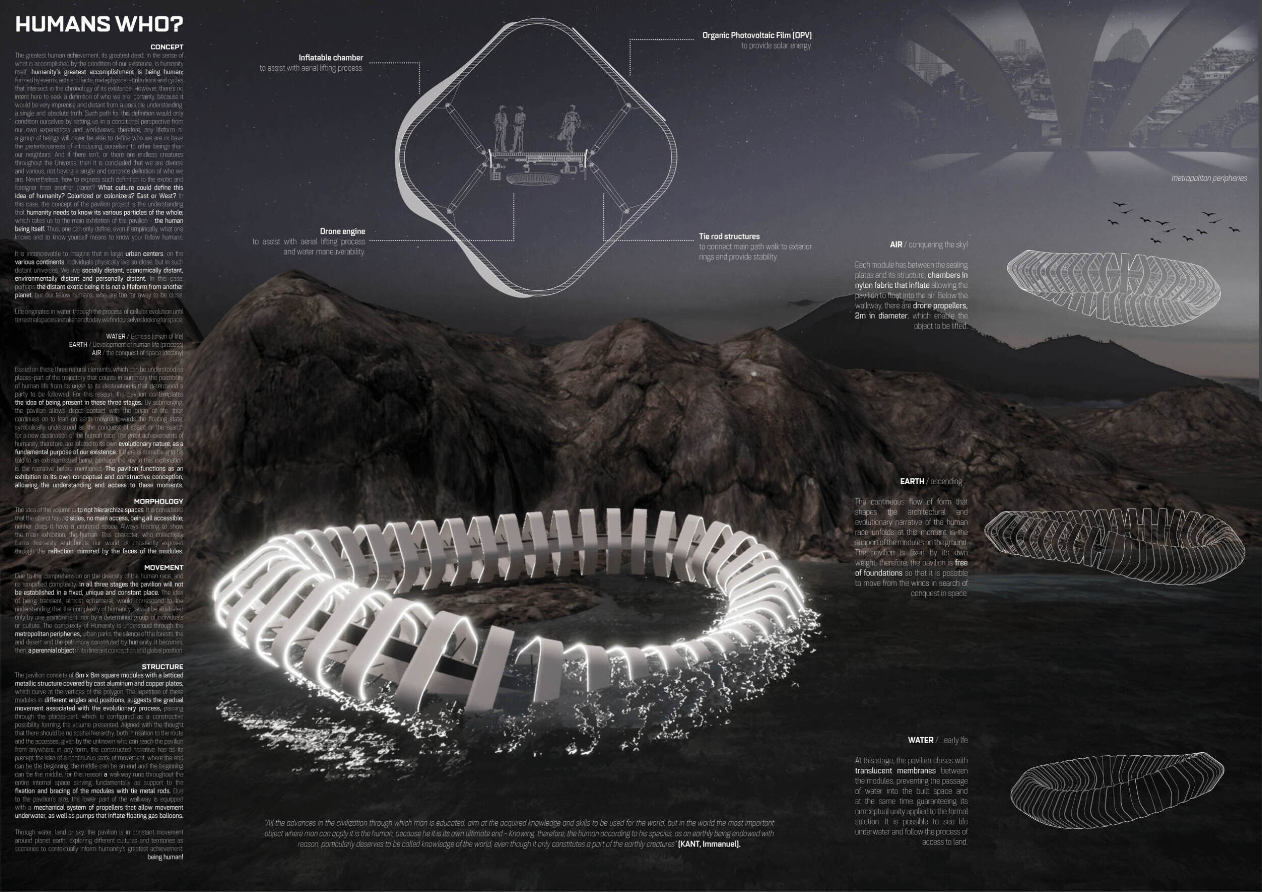 Architecture project // Floating Pavilion with Latticed Aluminum and ...