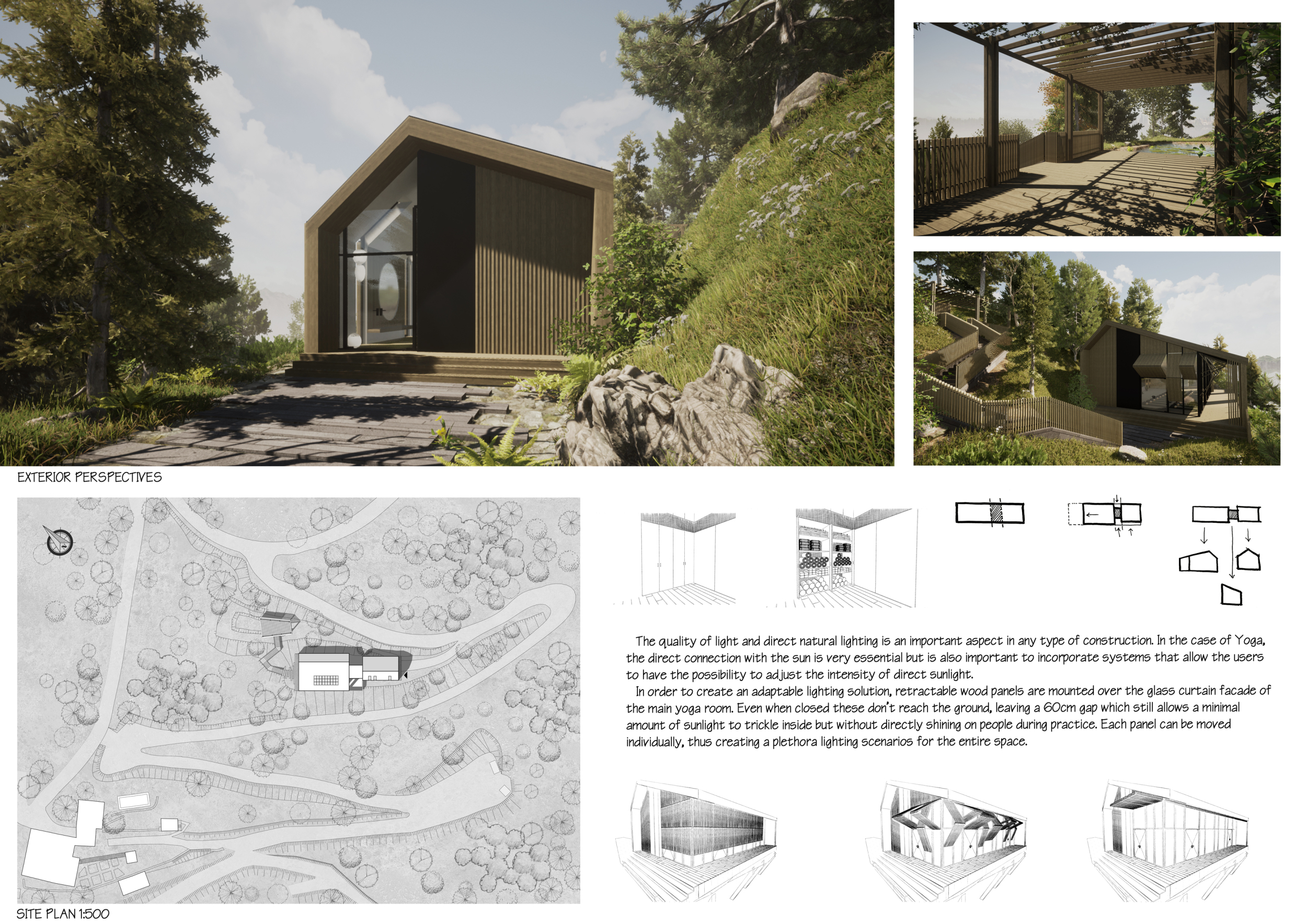 Architecture project // Retractable Wood Panels and Green Zen Spaces in ...