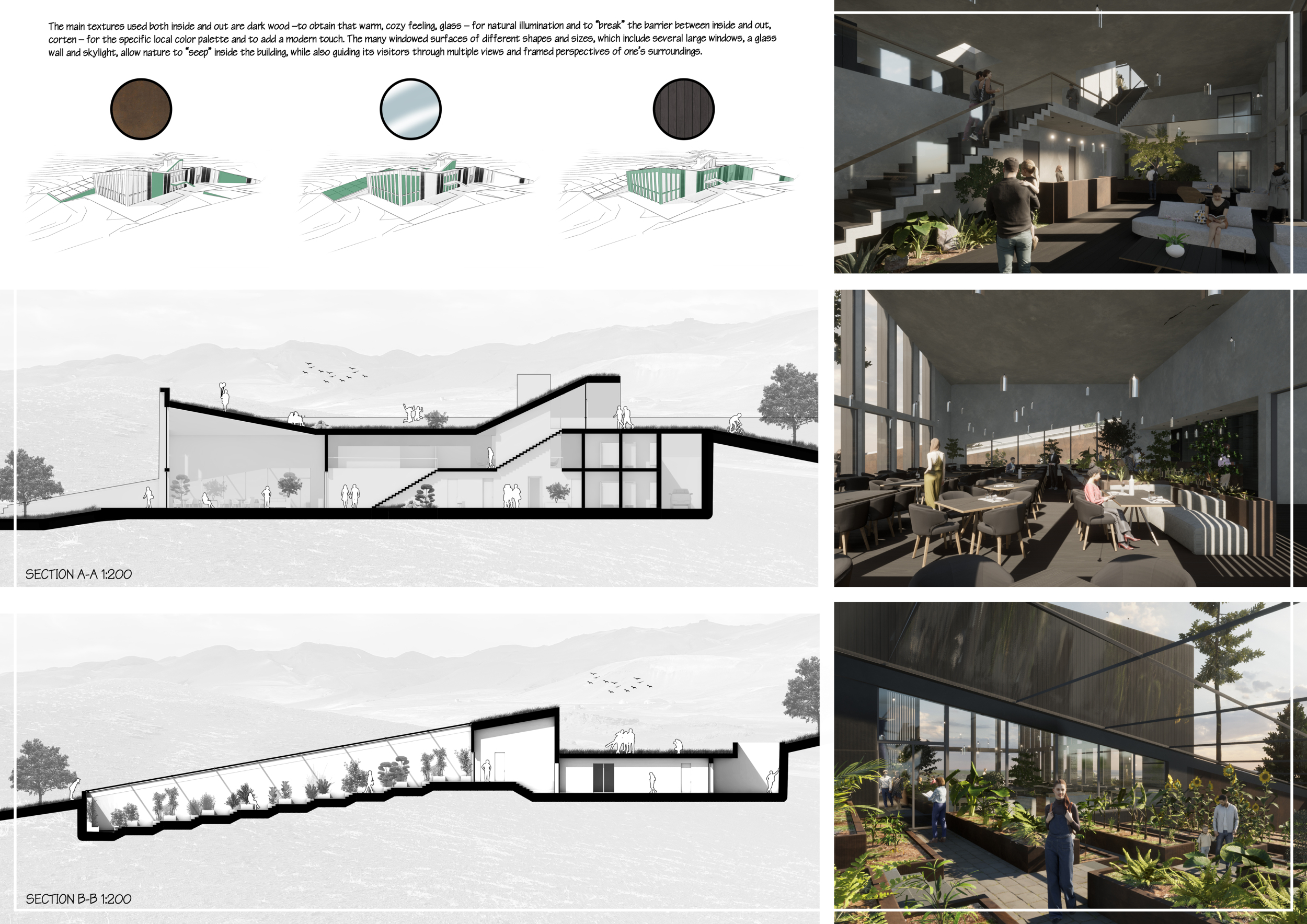 Architecture project // Stepped Green Roof with Corten Steel Accents in ...