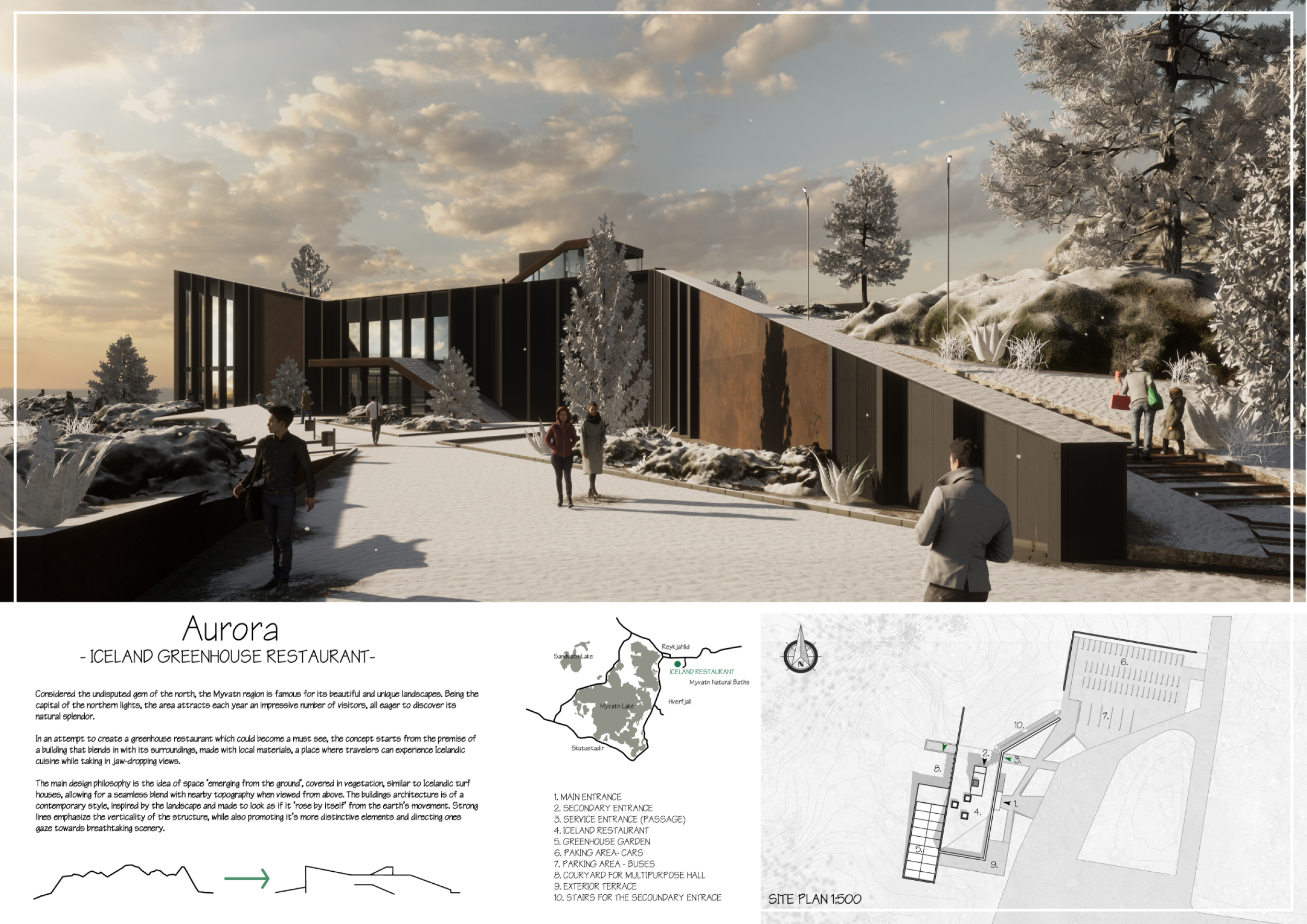 Architecture project // Stepped Green Roof with Corten Steel Accents in ...