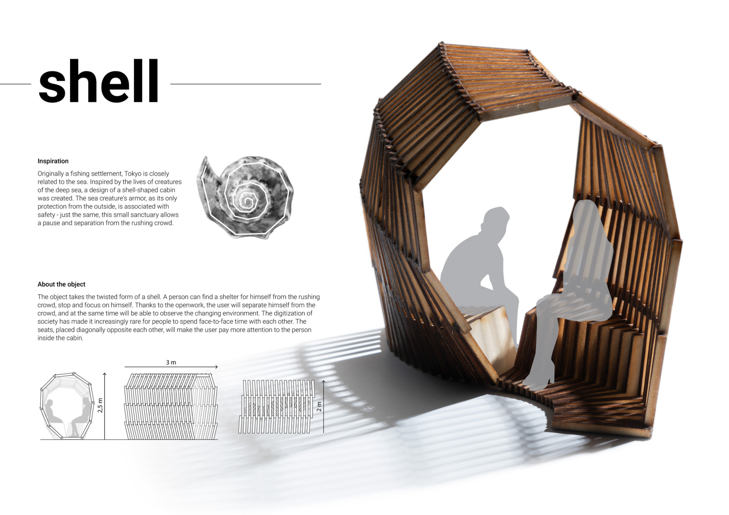 Architecture project // Twisted Shell Structure Offering Urban Refuge