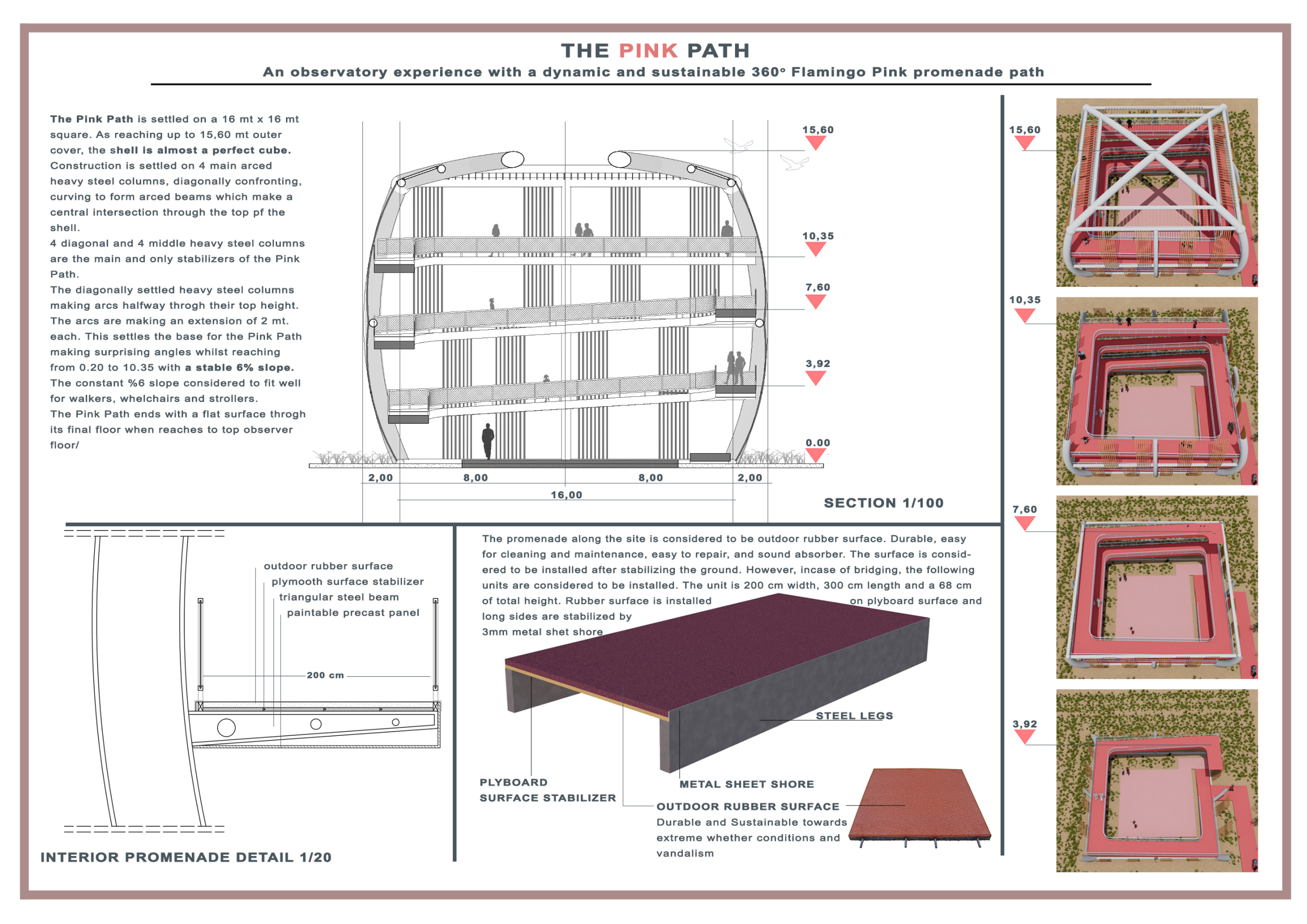 Architecture project // Arced Steel Columns and Pink Pathway Enhancing ...