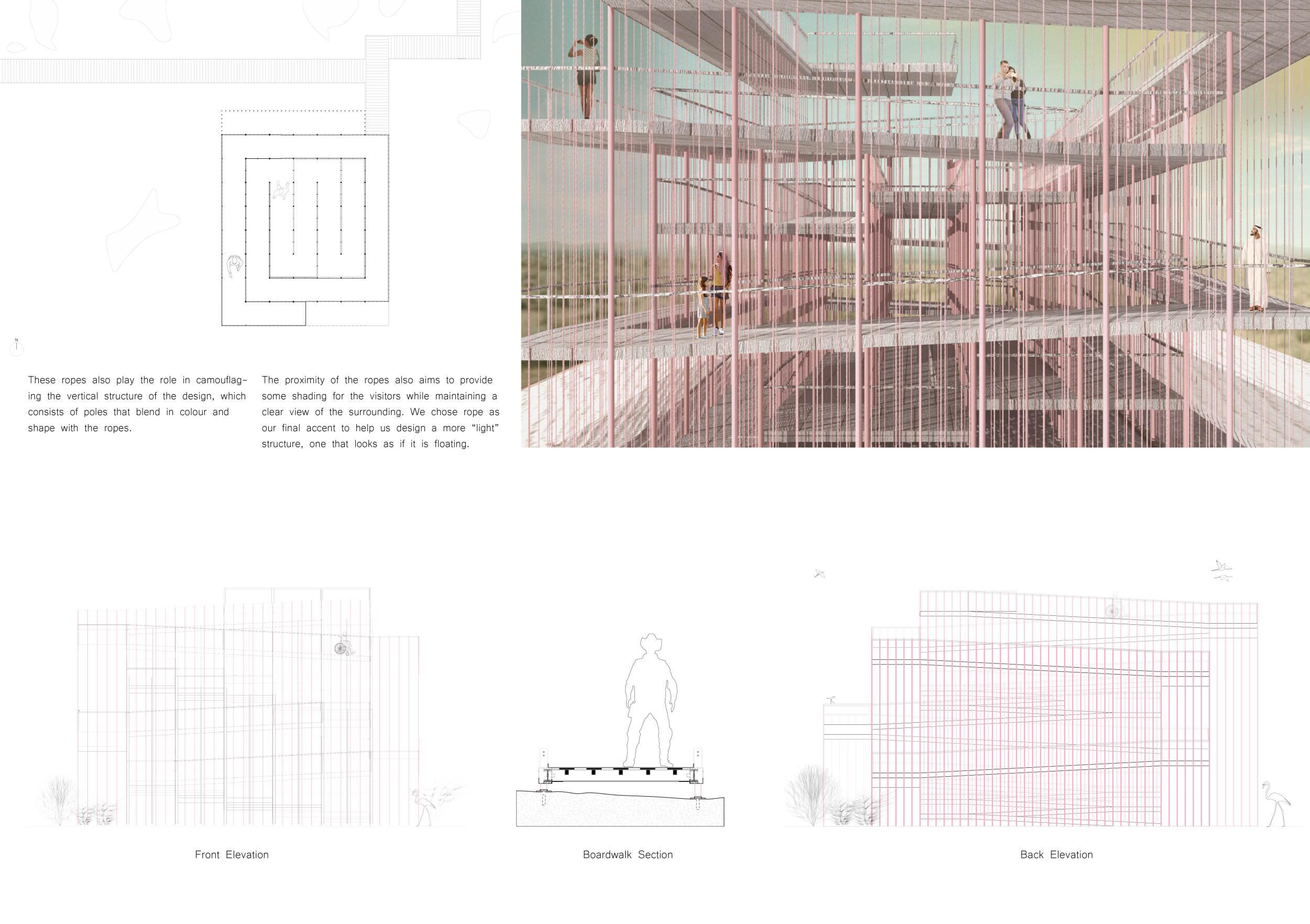 Architecture project // Layered Pink Ropes Define Accessible ...
