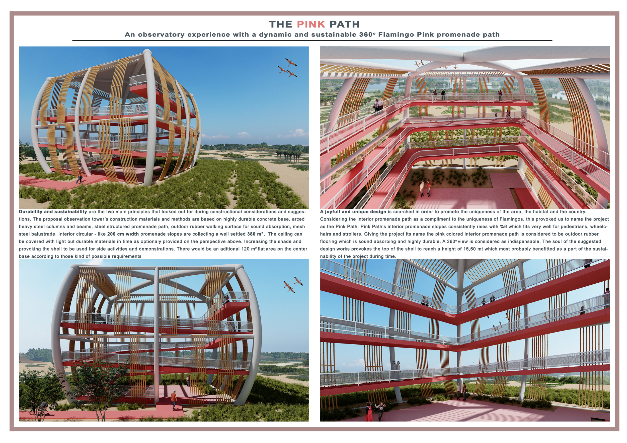 Architecture project // Arced Steel Columns and Pink Pathway Enhancing ...