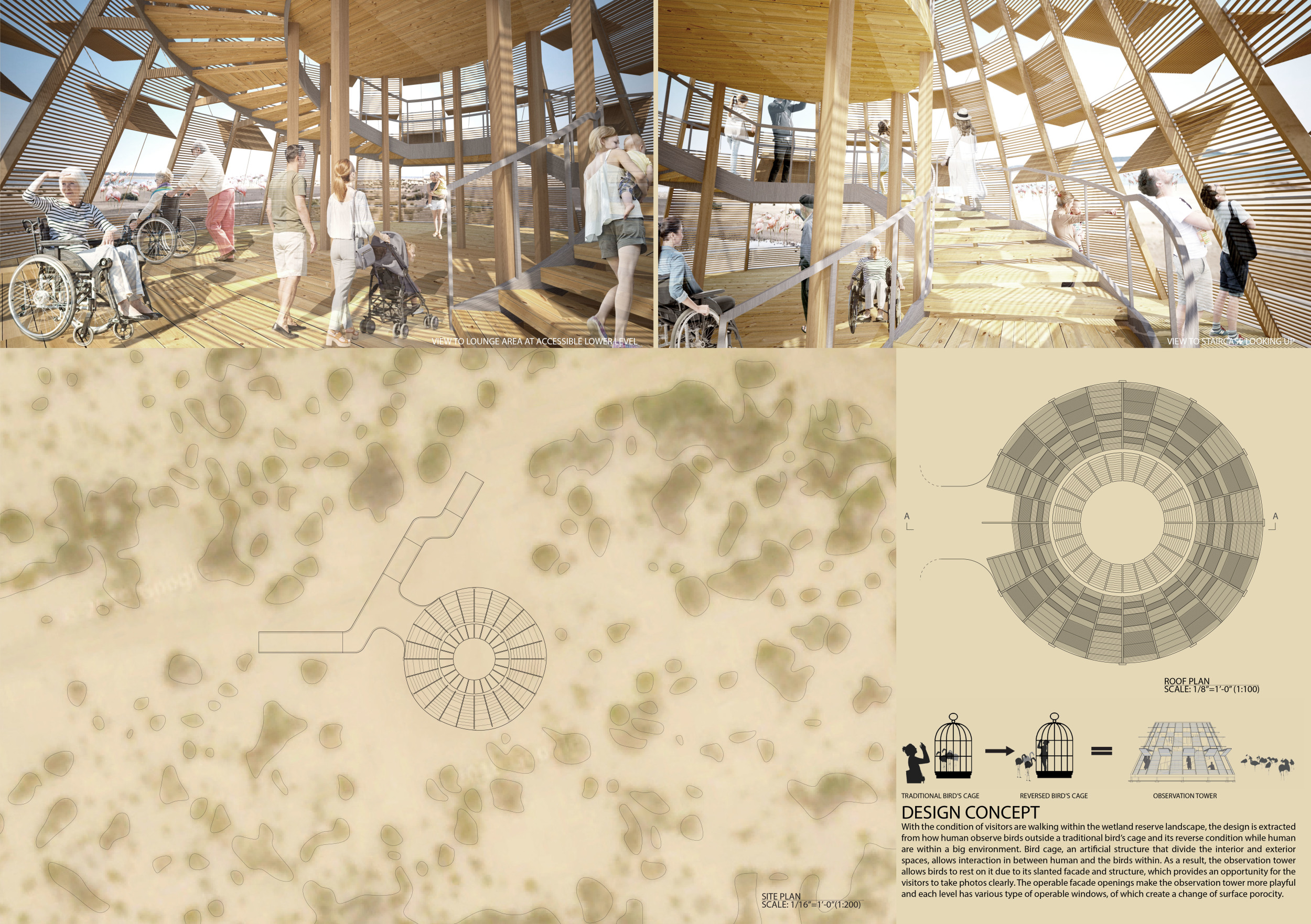 Architecture project // Reversed Birdcage Structure with Slanted ...