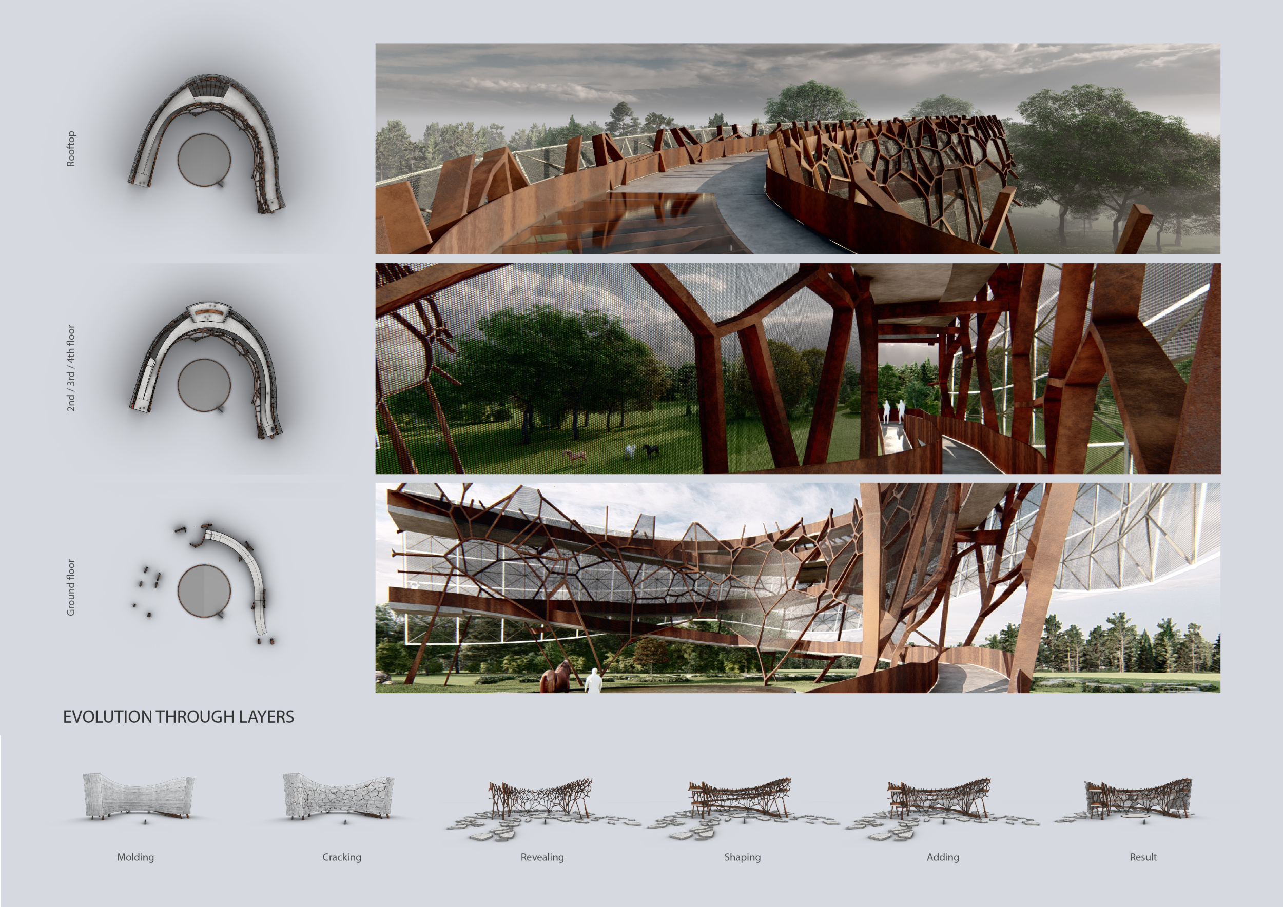 Architecture project // Corten Steel Canopy Tower with Aluminium ...