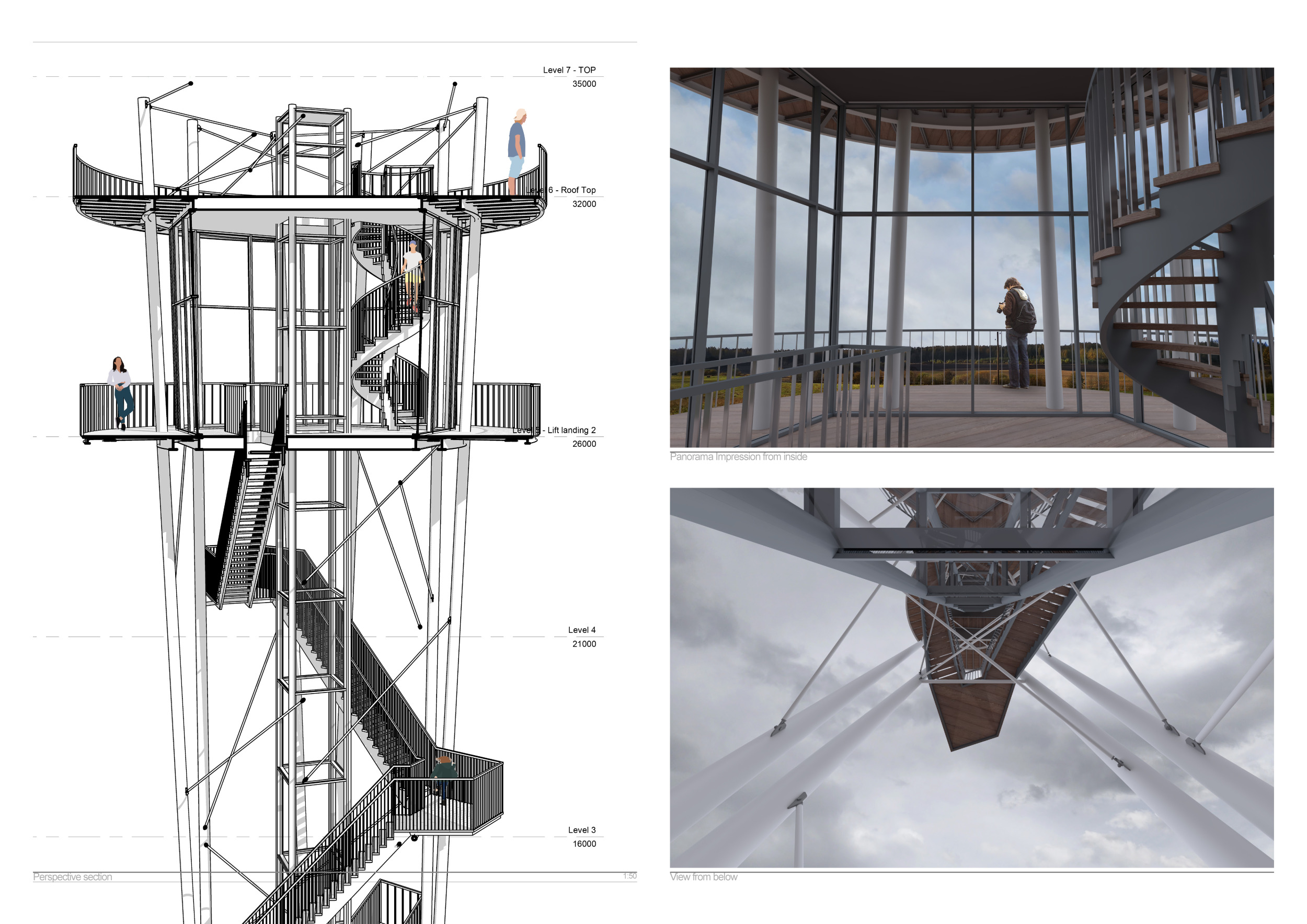 Architecture project // V-Shaped Columns Supporting a White Frustum ...
