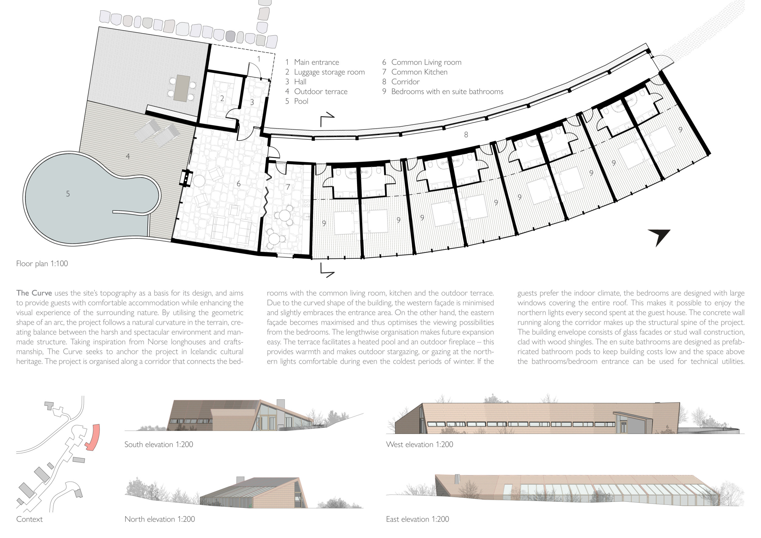 Architecture project // Curved Concrete Spine with Expansive Glass ...