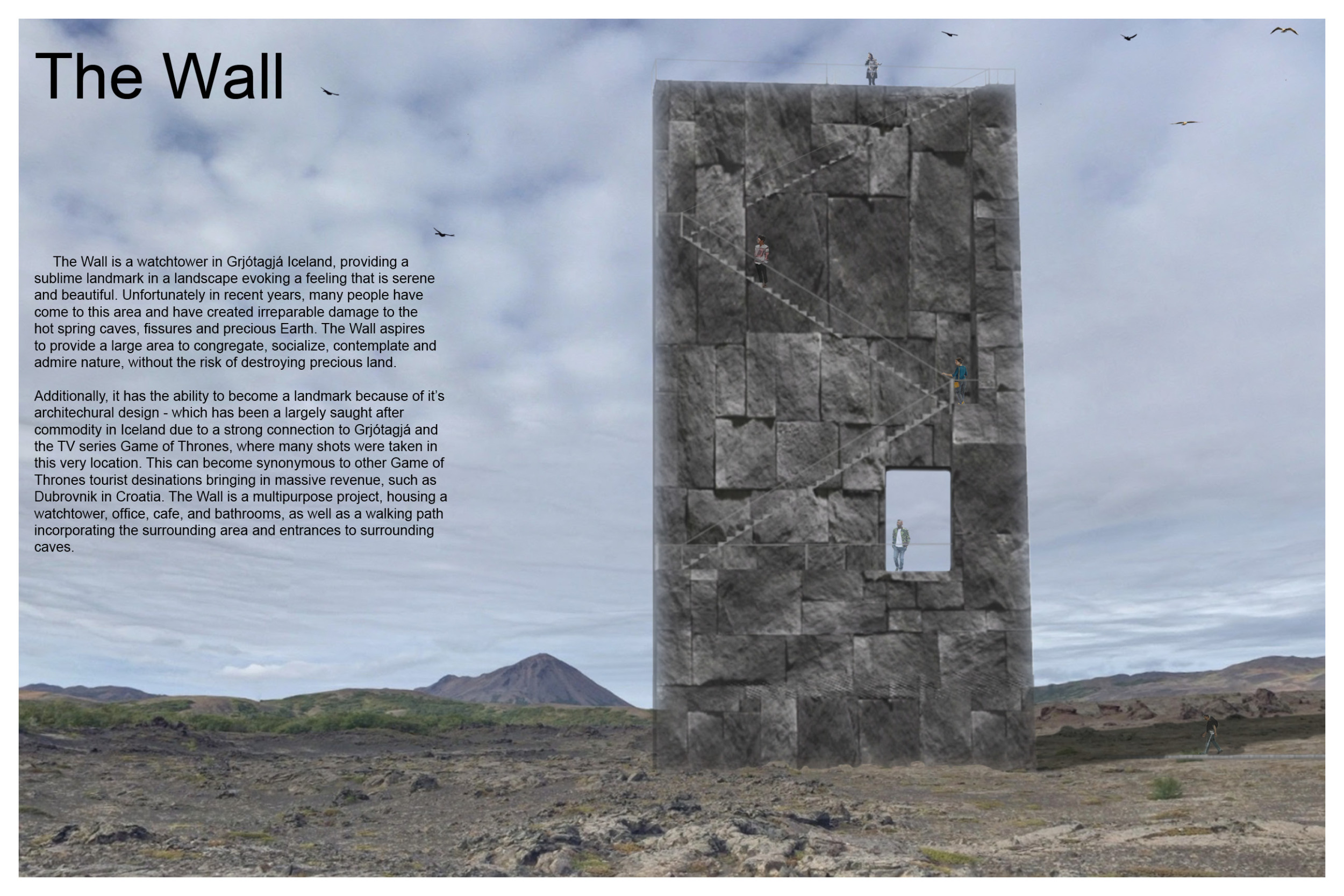 Architecture project // Basalt-Clad Watchtower Embracing Geothermal Landscapes with Subterranean ...