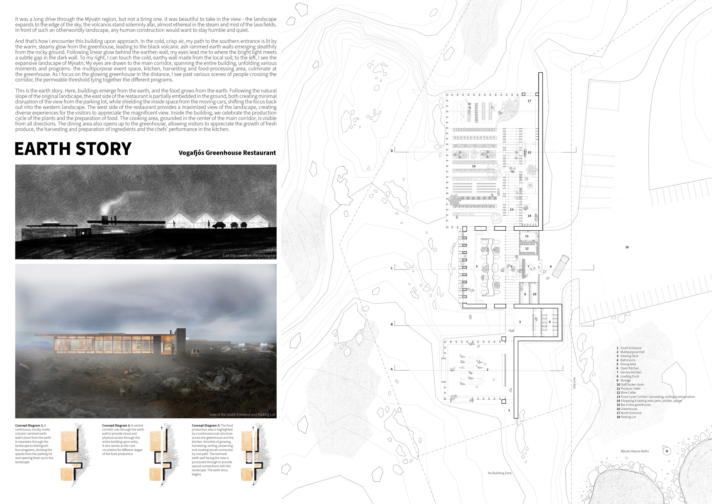 Architecture project // Rammed Earth Structure with Embedded Greenhouse ...