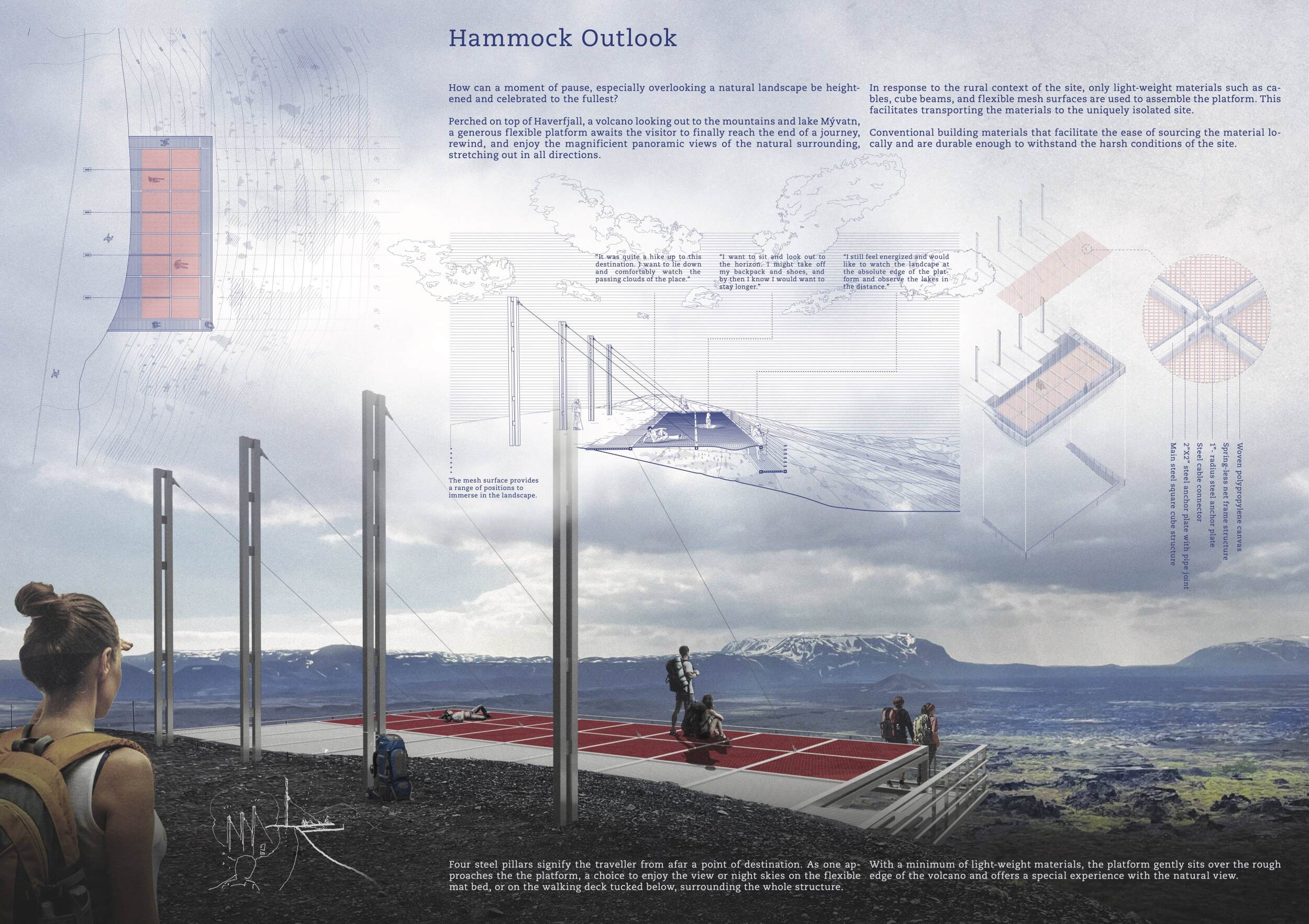 Architecture project // Flexible Mesh Platform with Steel Pillars ...