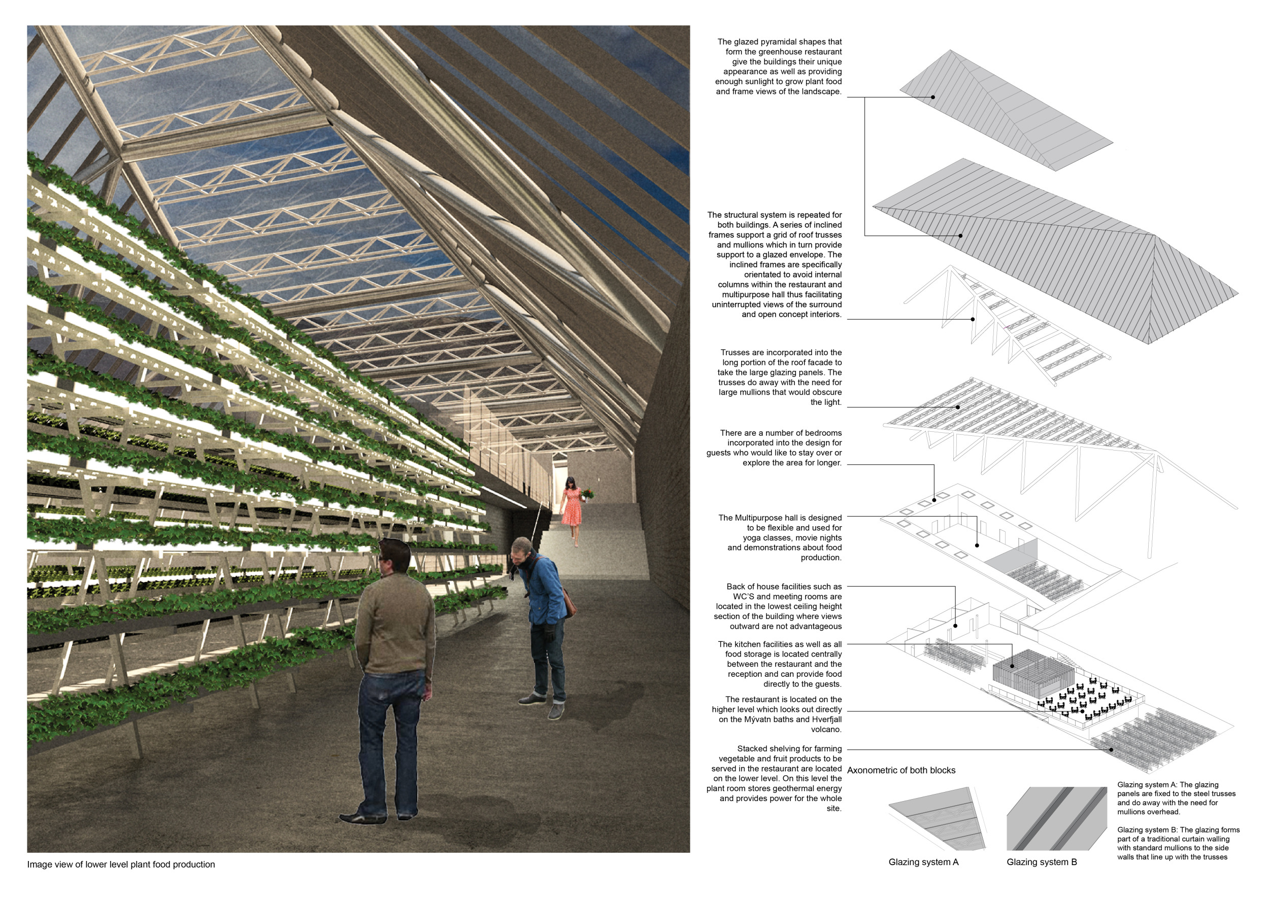 Architecture project // Hydroponic Greenhouse Restaurant with Glazed ...