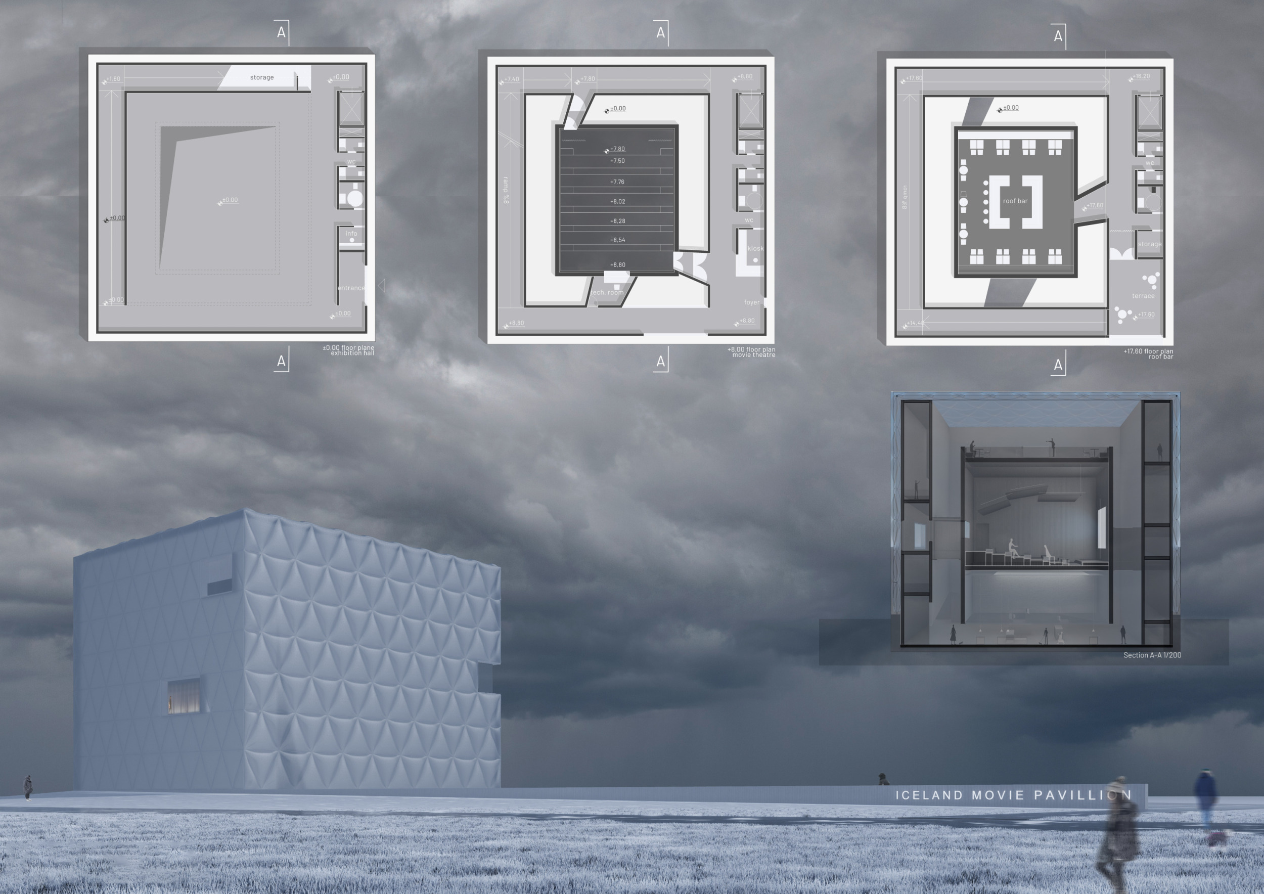 Architecture project // Reflective Ice Cube Integrating Natural Caves ...