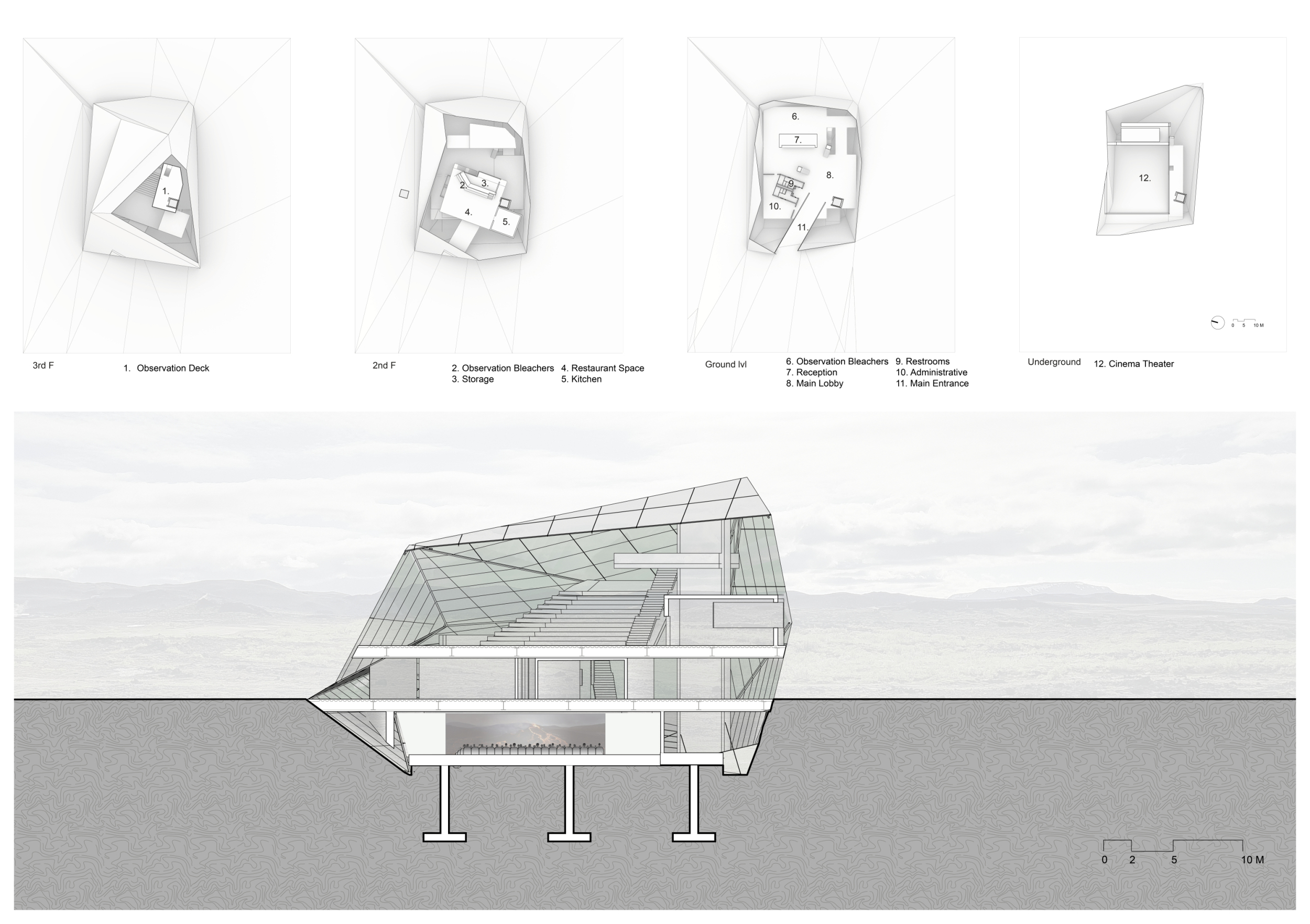 Architecture project // Crystalline Mirror Façade Drawing Light into a ...