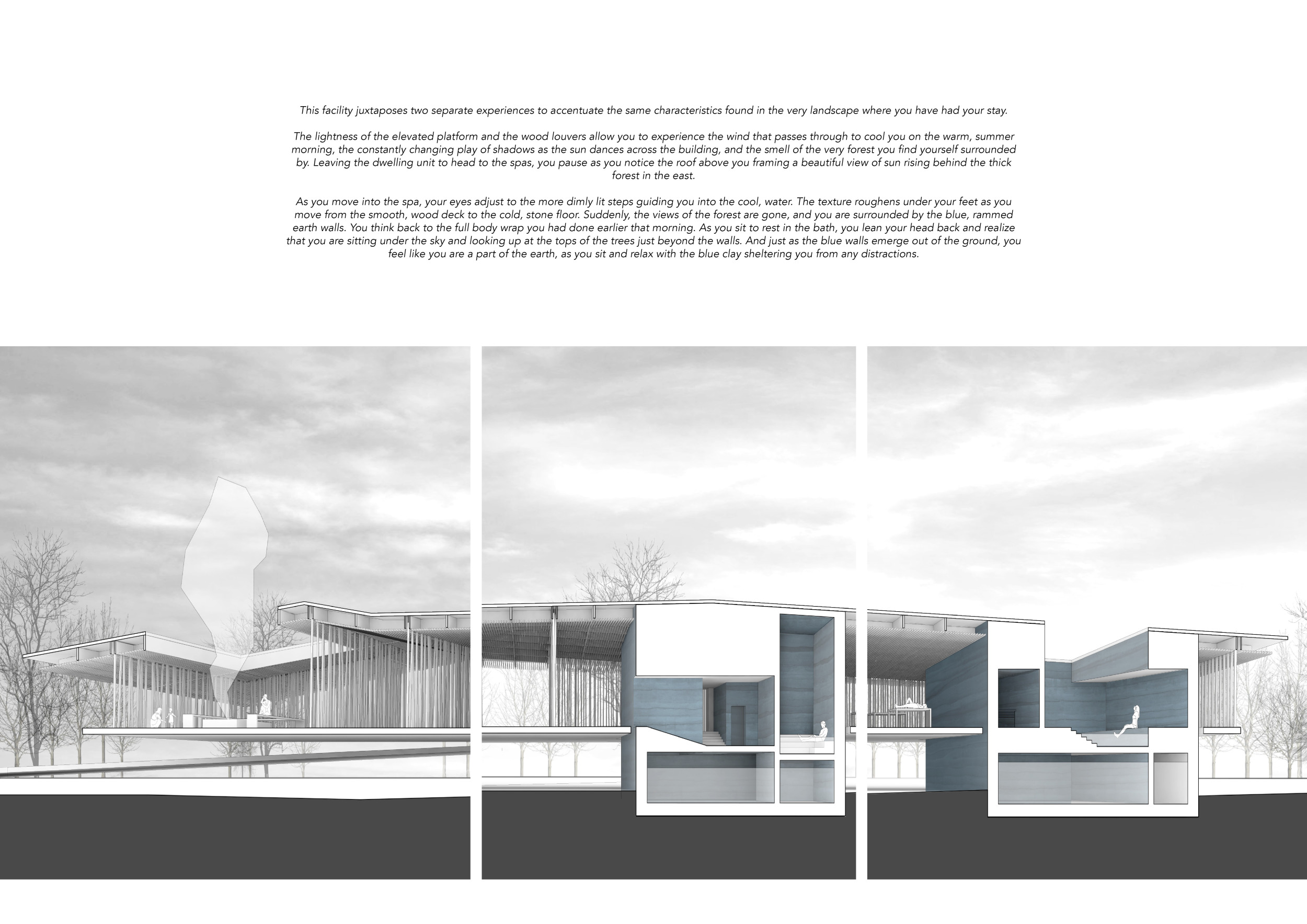 Architecture project // Rammed Earth Retreat with Elevated Platforms ...