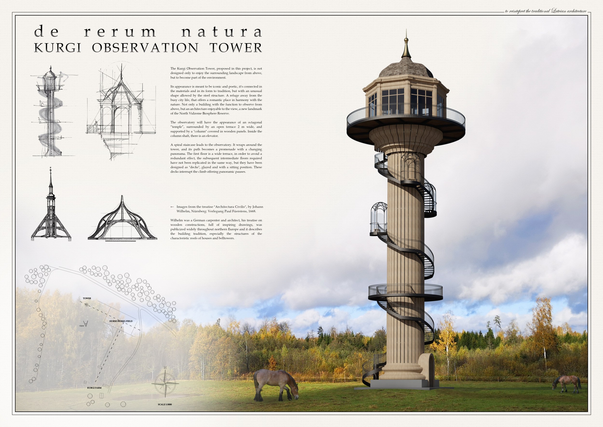Architecture project // Wooden Observation Tower with Glazed Views over ...