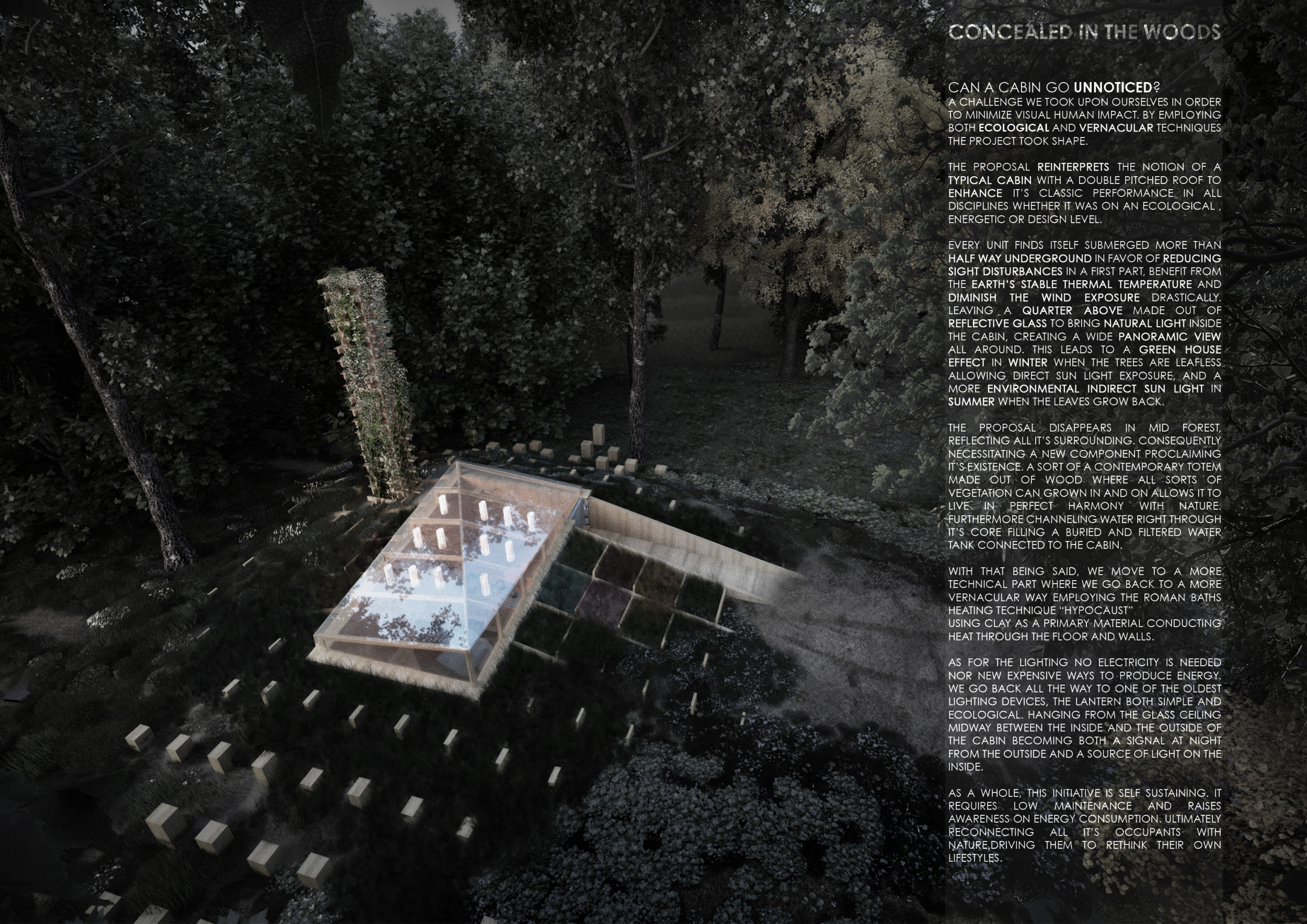 Architecture project // Reflective Glass Cabin with Underground Thermal ...