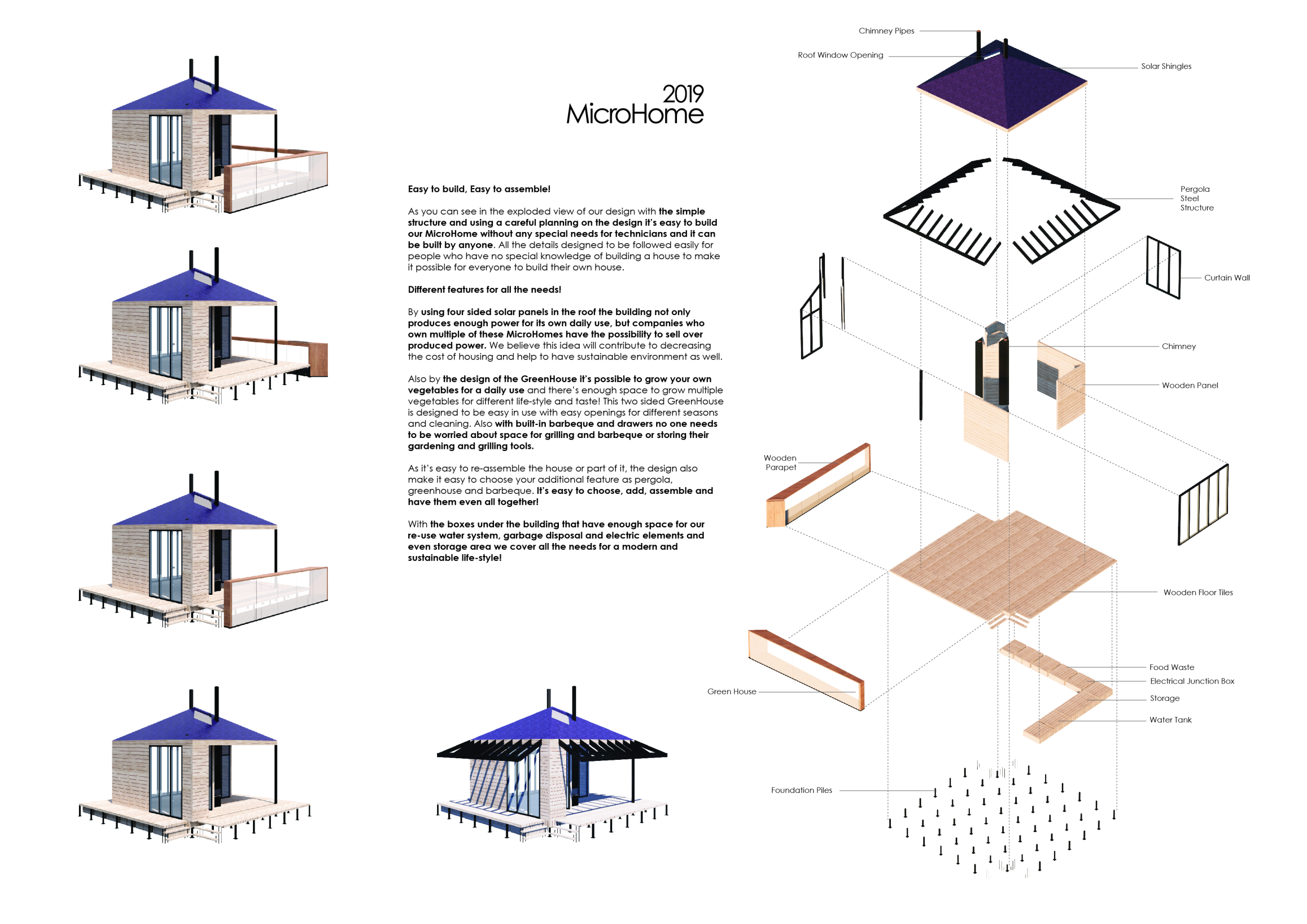 Architecture project // Solar-Powered Micro Home with Integrated Greenhouse