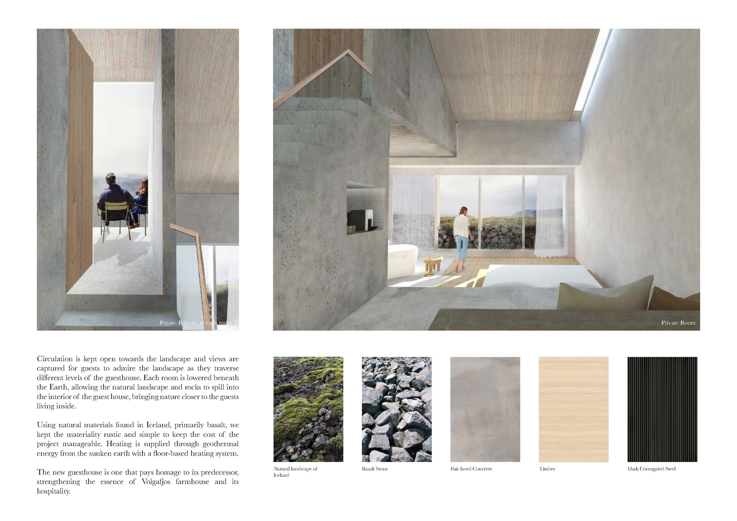 Architecture project // Sunken Guesthouse Crafted with Basalt and ...