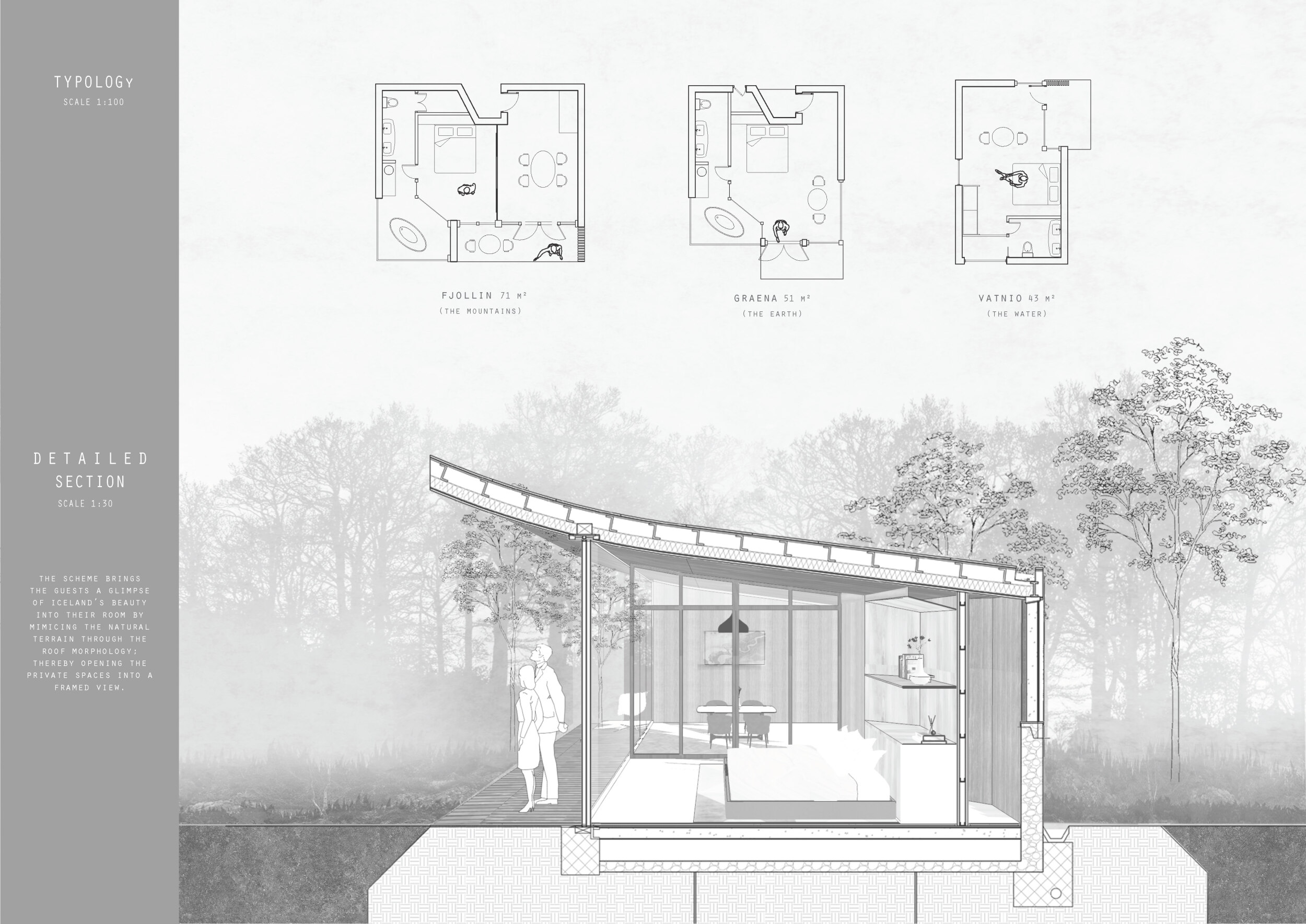 Architecture project // Curved Openings and Basalt Laywork Enhanced by ...