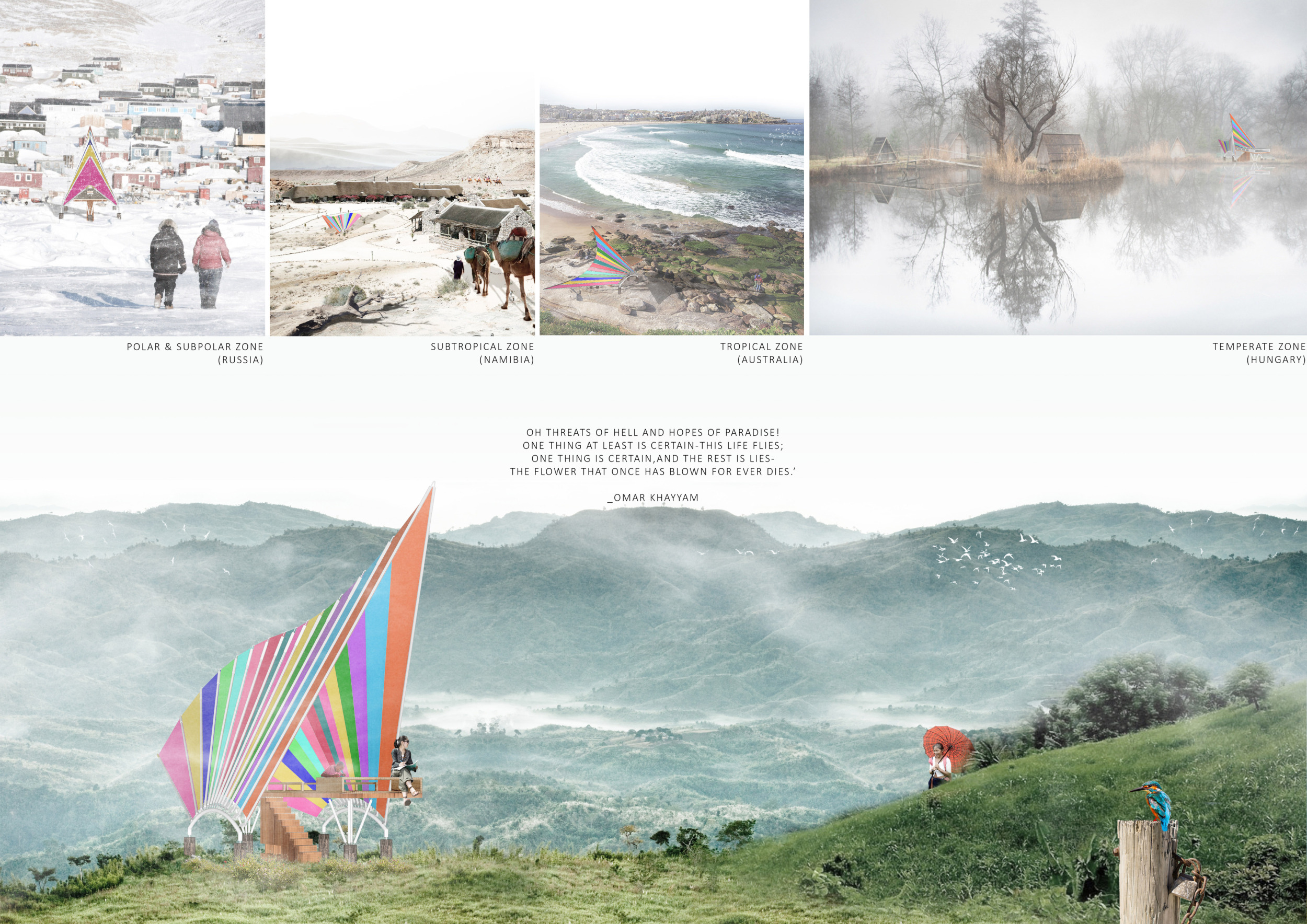 Architecture project // Tarpaulin Canopy and Local Wood in a Community ...