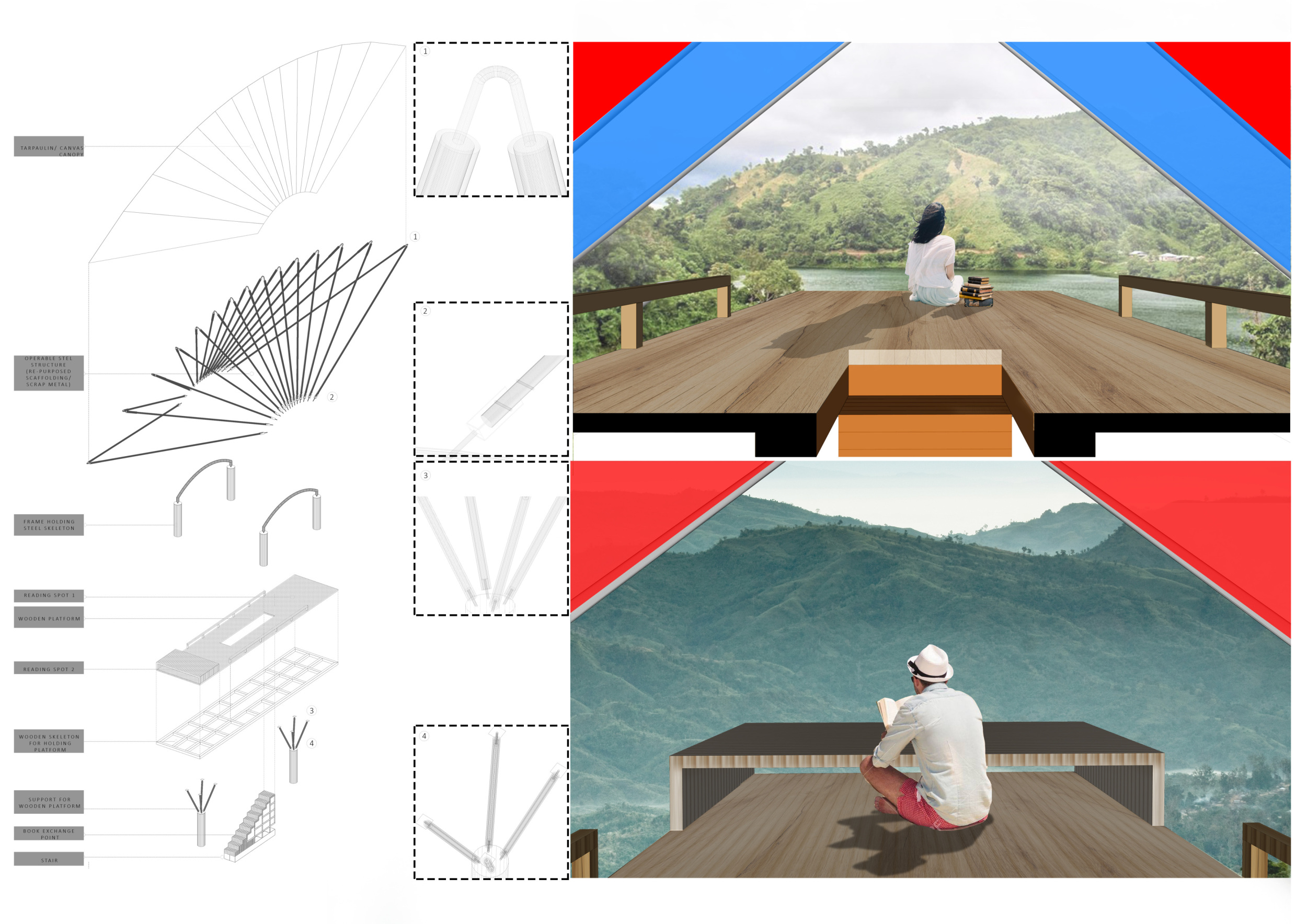 Architecture project // Tarpaulin Canopy and Local Wood in a Community ...