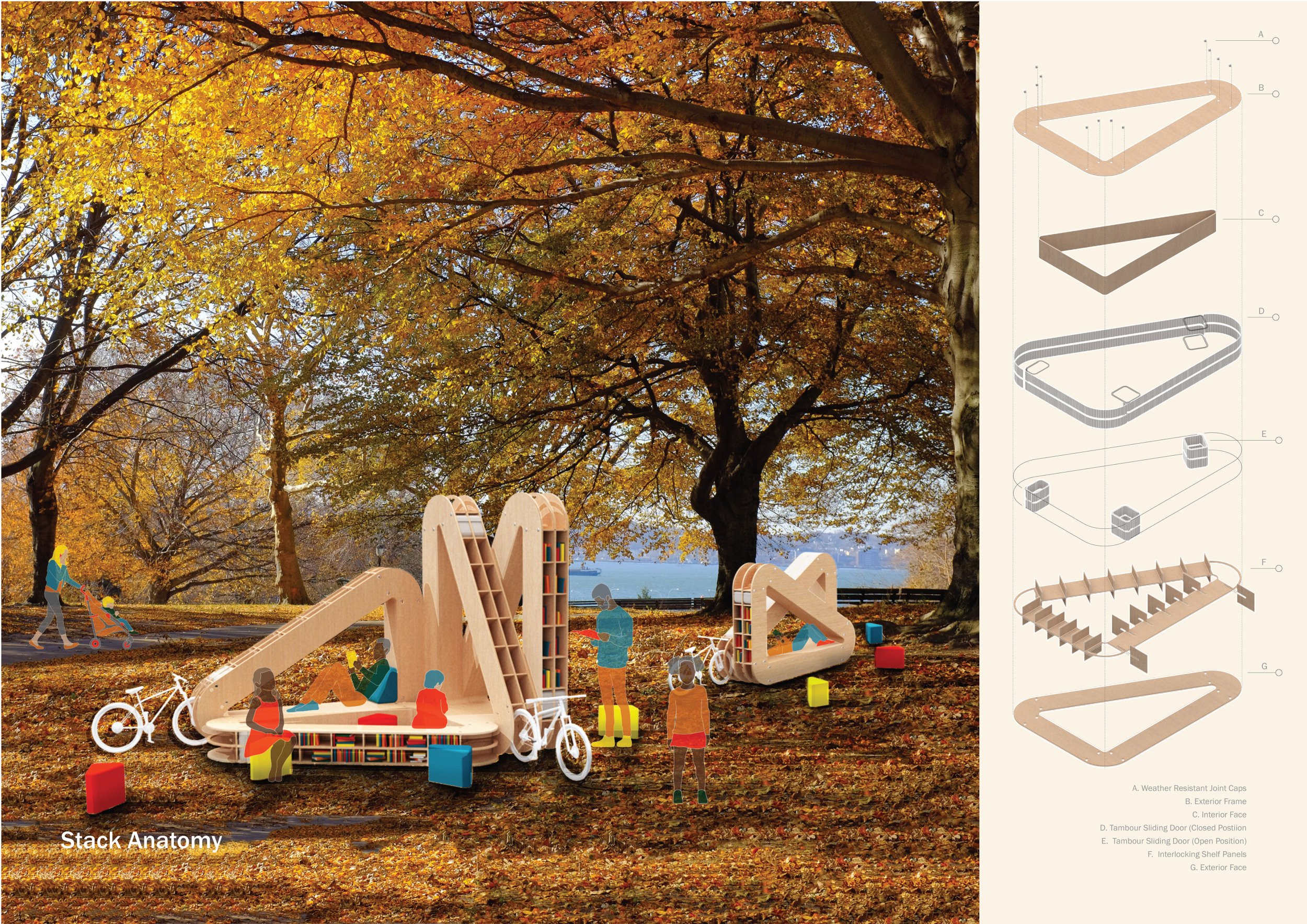 Architecture project // Triangular Reading Rooms with Modular Plywood ...
