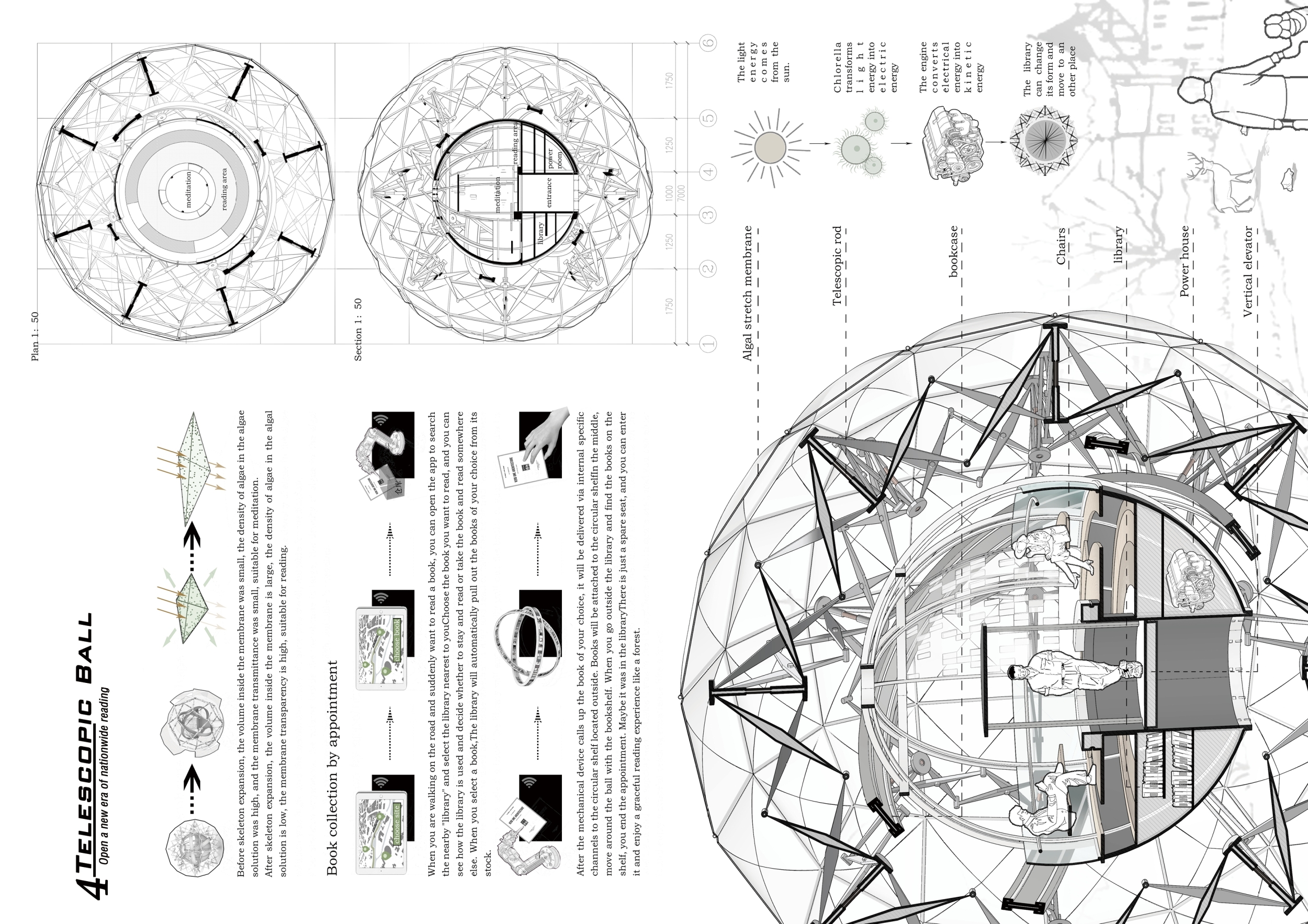 Architecture project // Algae-Based Reading Rooms Promoting Community Engagement in Urban Spaces