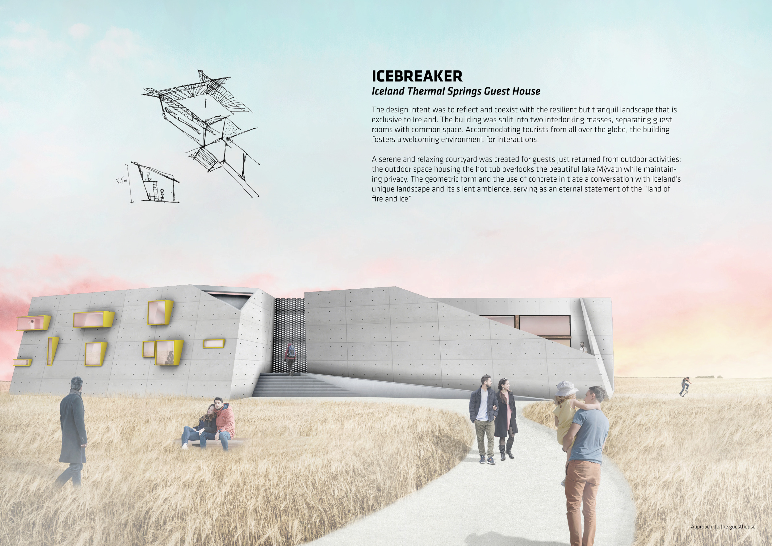 Architecture project // Geothermal Retreat with Concrete Interlocking ...