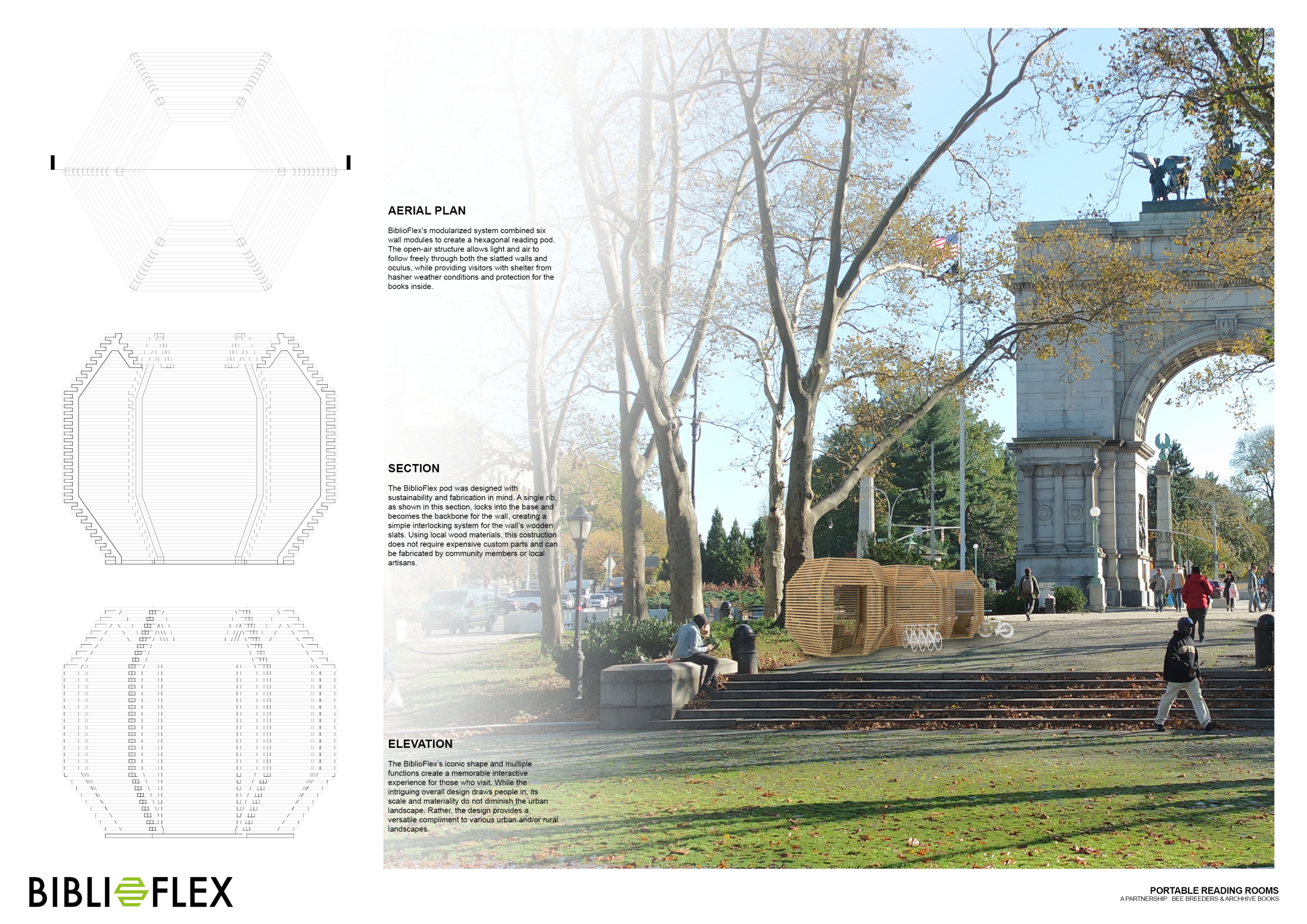 Architecture project // Hexagonal Reading Pod with Slatted Walls and ...